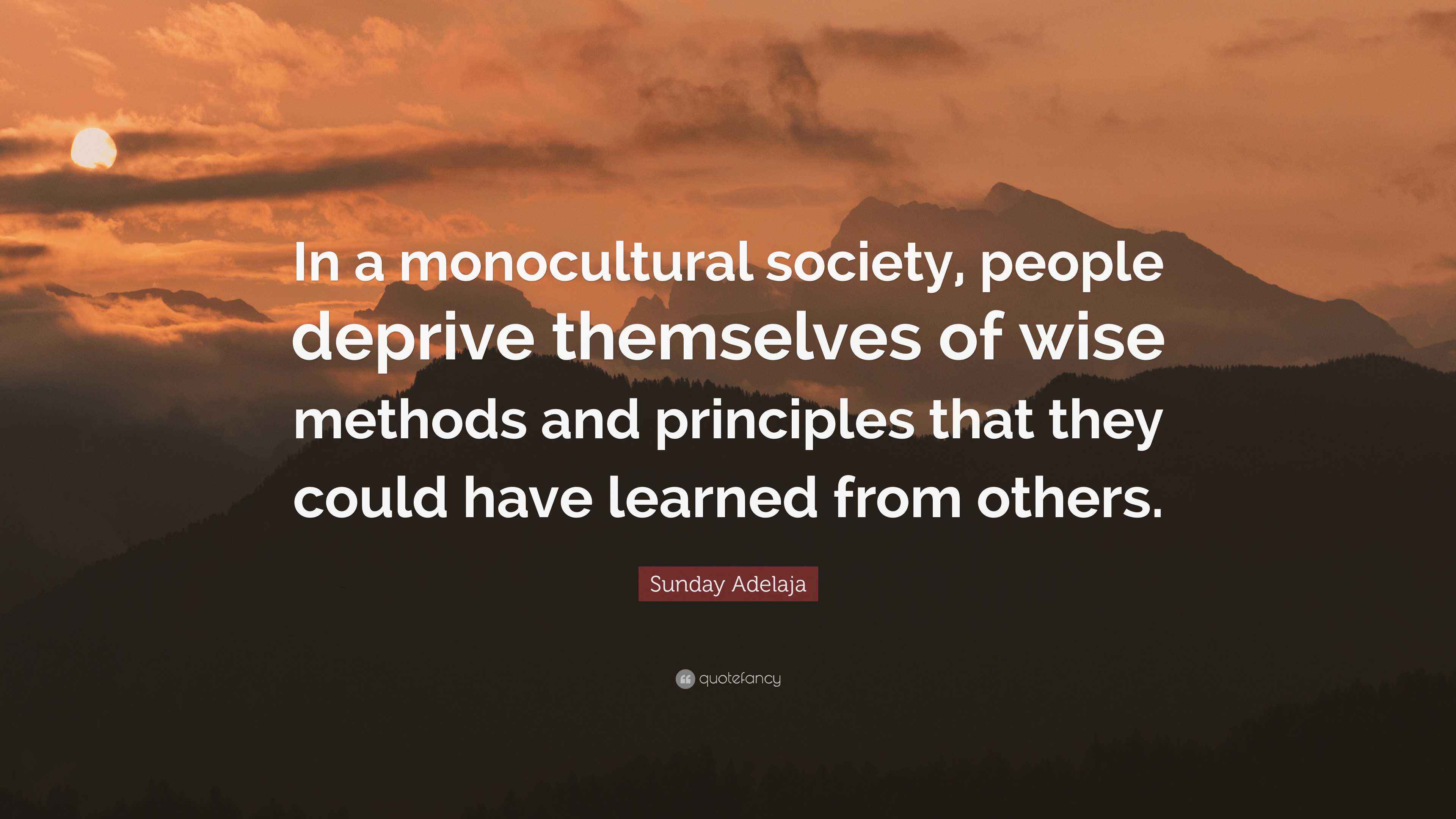 Sunday Adelaja Quote: “In a monocultural society, people deprive ...