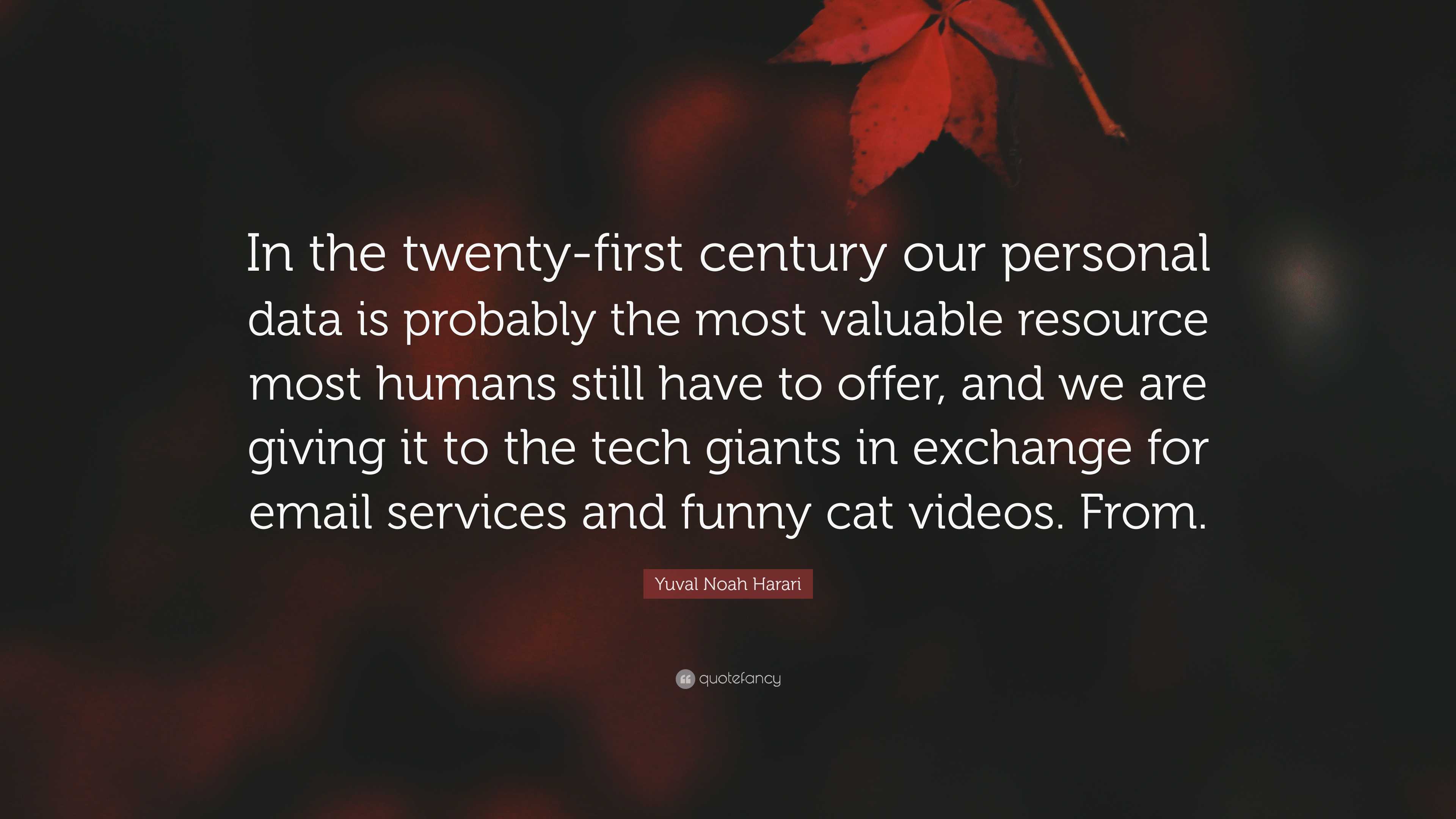 Yuval Noah Harari Quote: “In the twenty-first century our personal data ...