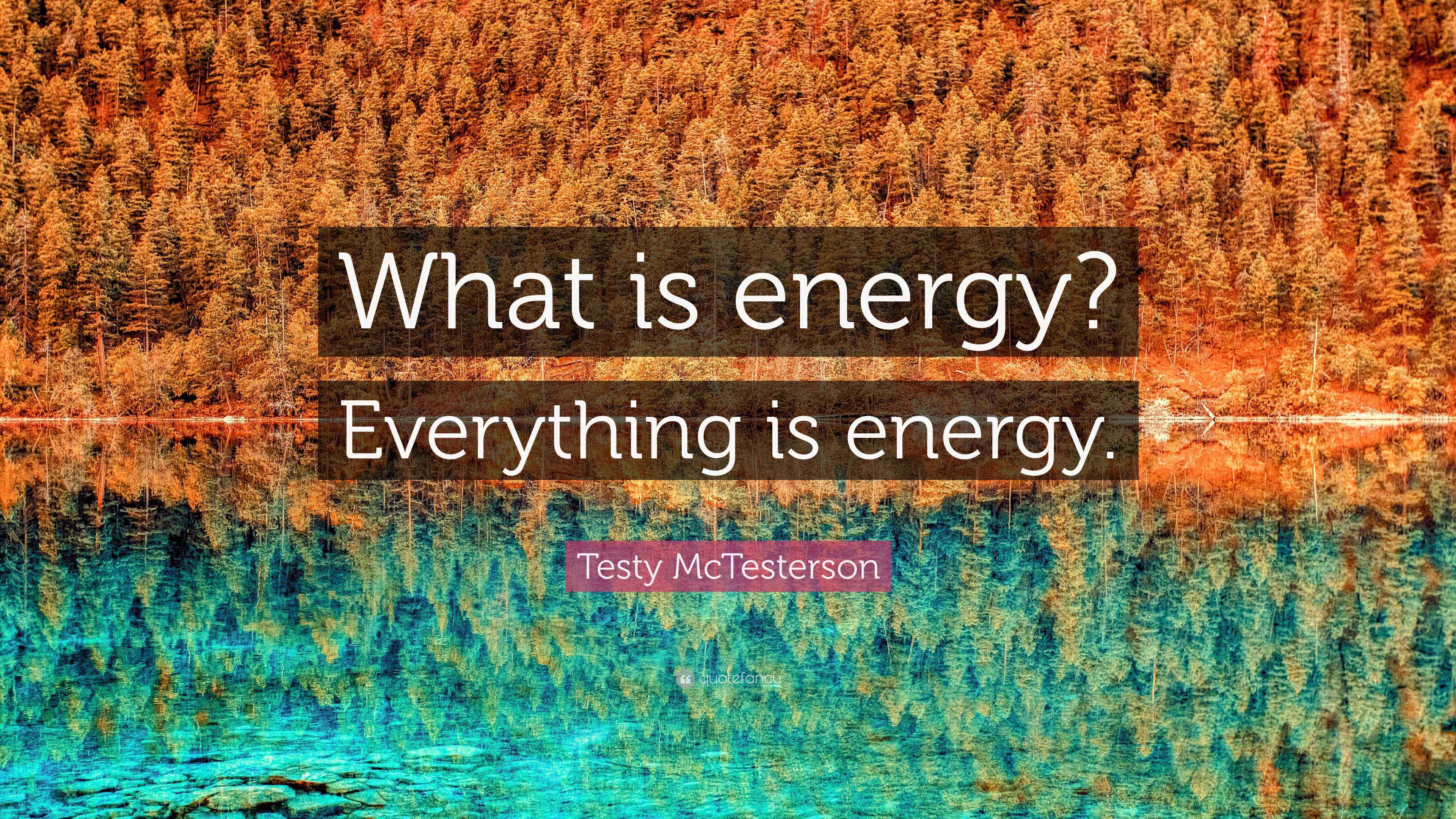Testy McTesterson Quote: “What is energy? Everything is energy.”