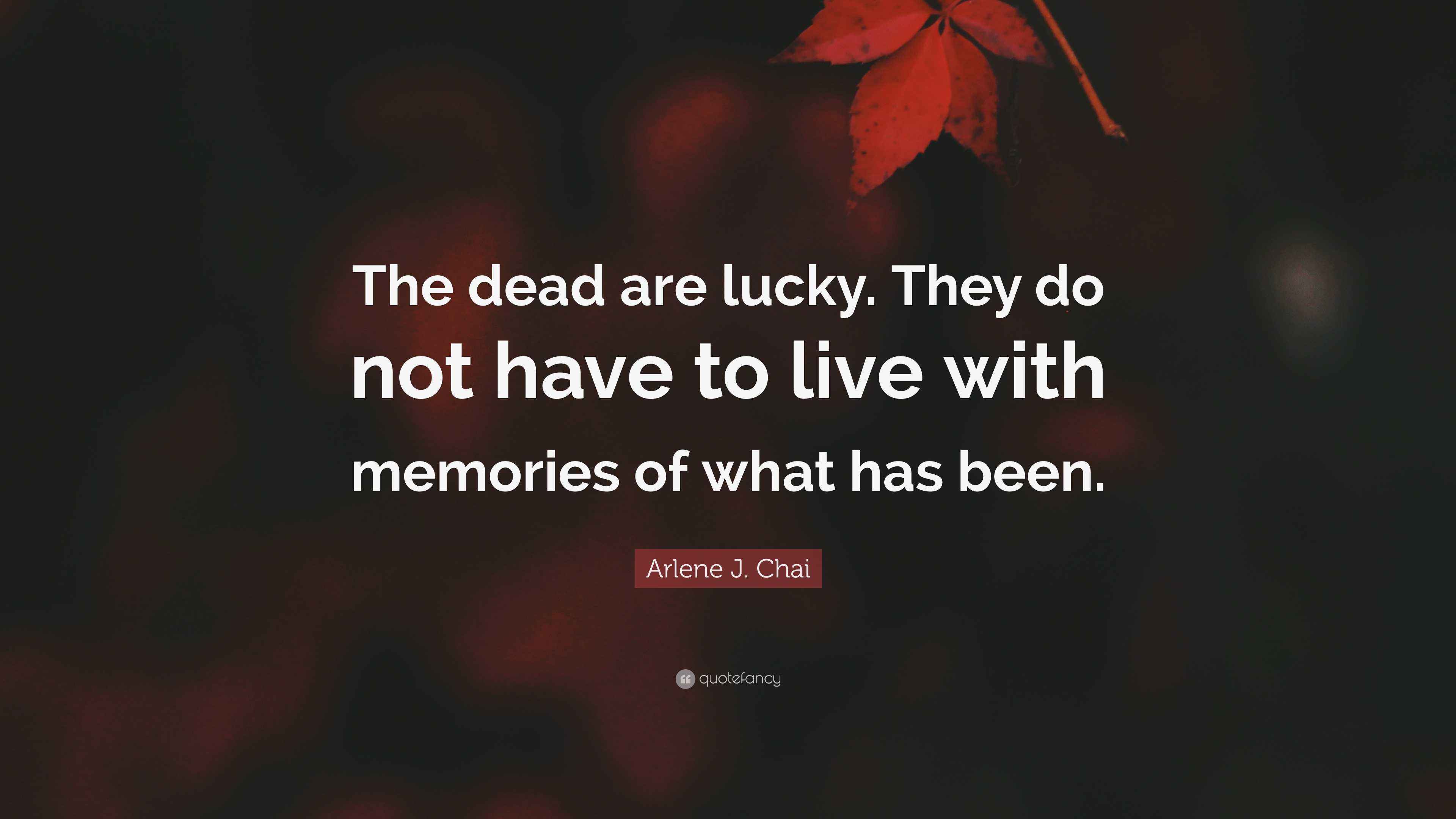 Arlene J. Chai Quote: “The dead are lucky. They do not have to live ...