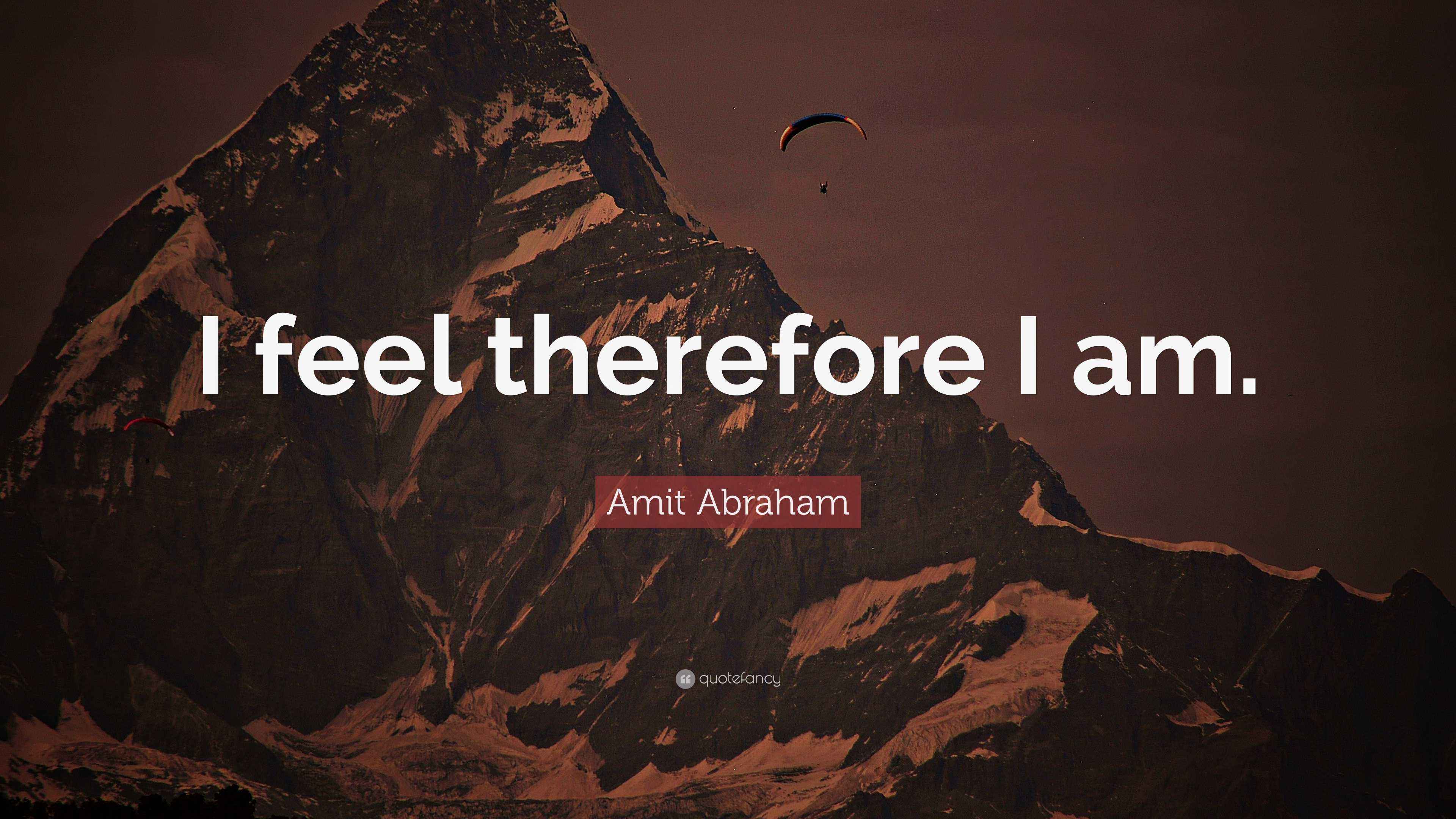 Amit Abraham Quote: “I feel therefore I am.”