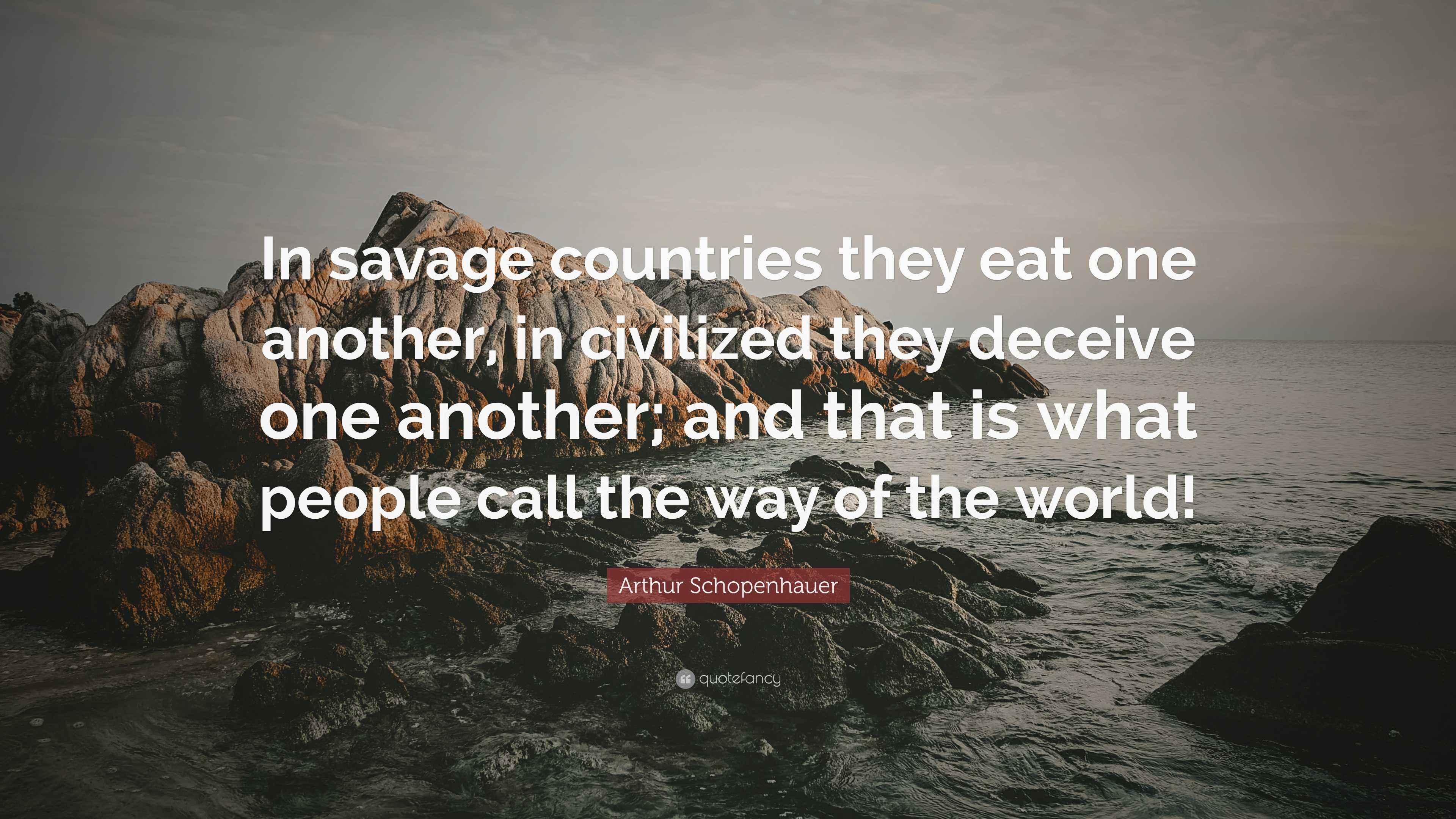 Arthur Schopenhauer Quote: “In savage countries they eat one another ...