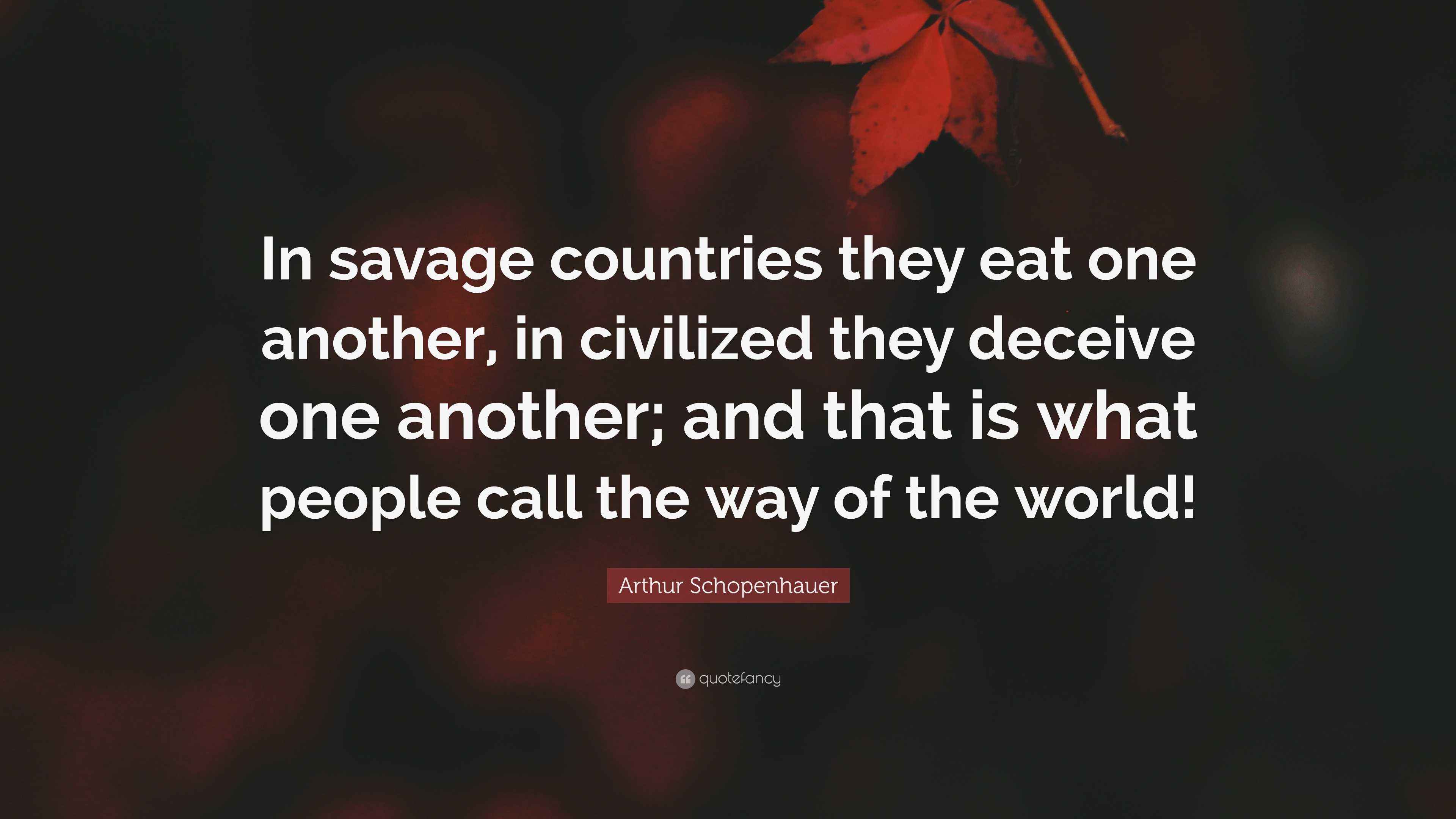 Arthur Schopenhauer Quote: “In savage countries they eat one another ...