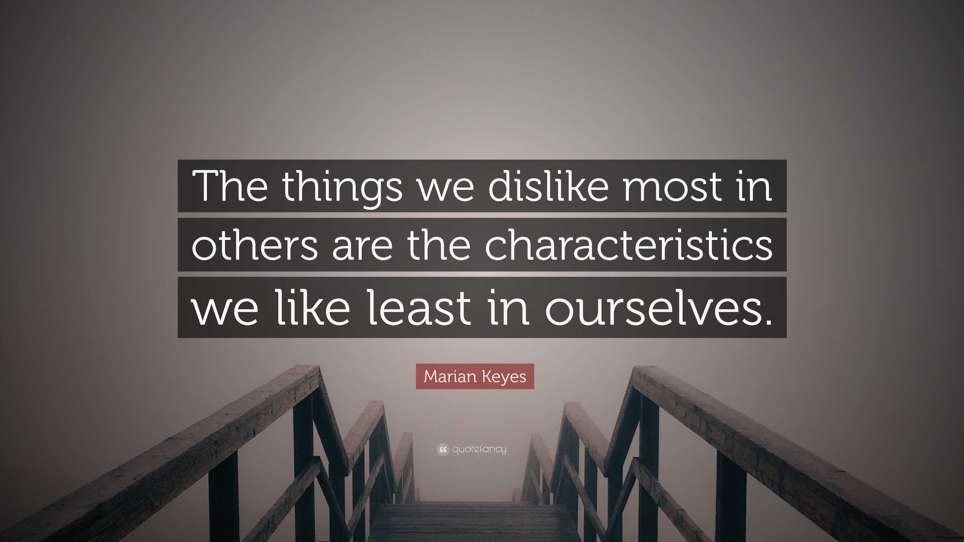 Marian Keyes Quote: “The things we dislike most in others are the ...