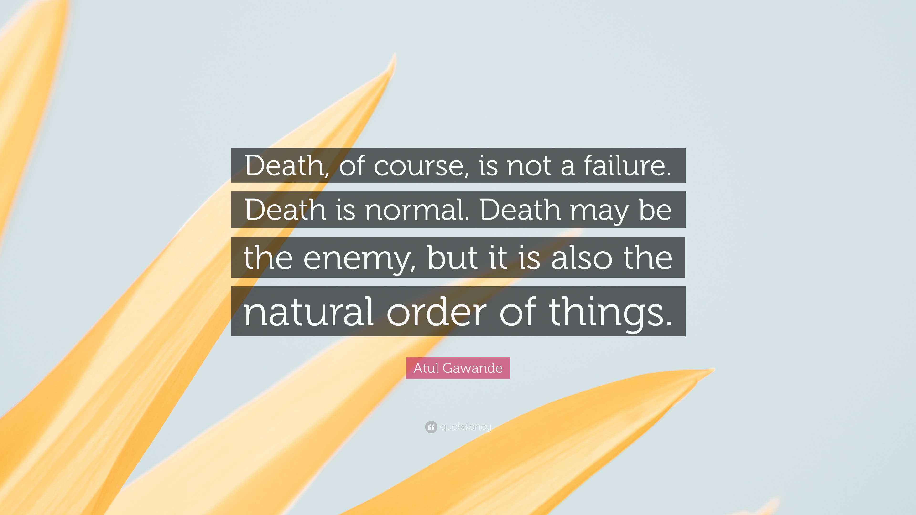 Atul Gawande Quote: “Death, of course, is not a failure. Death is ...