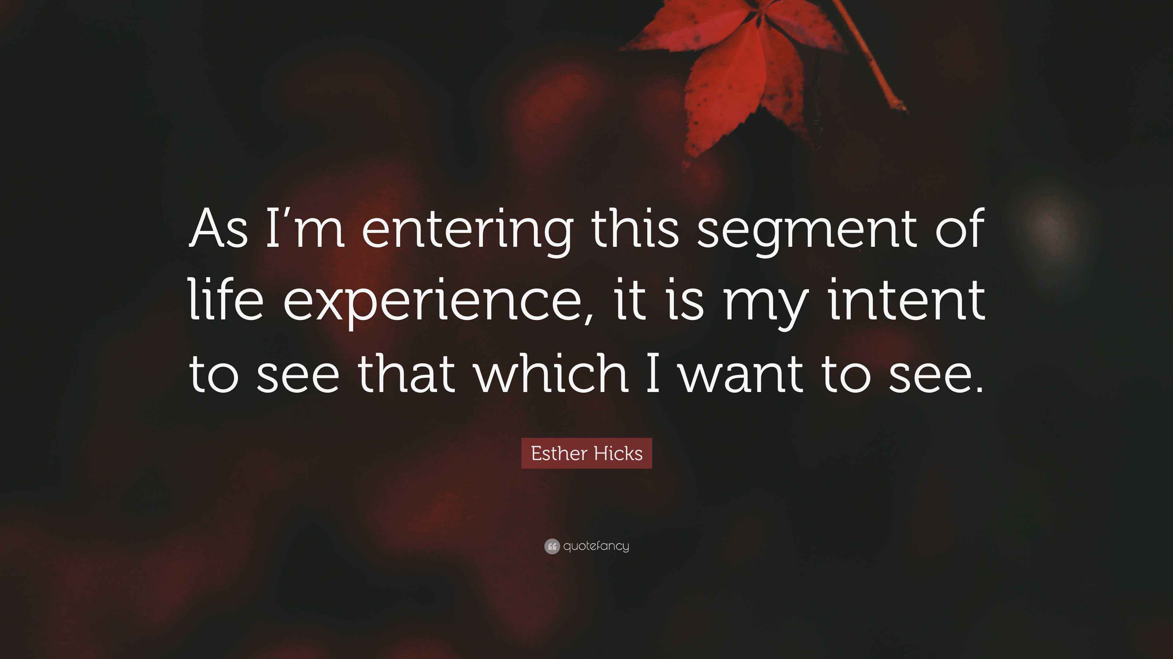 Esther Hicks Quote: “As I’m entering this segment of life experience ...