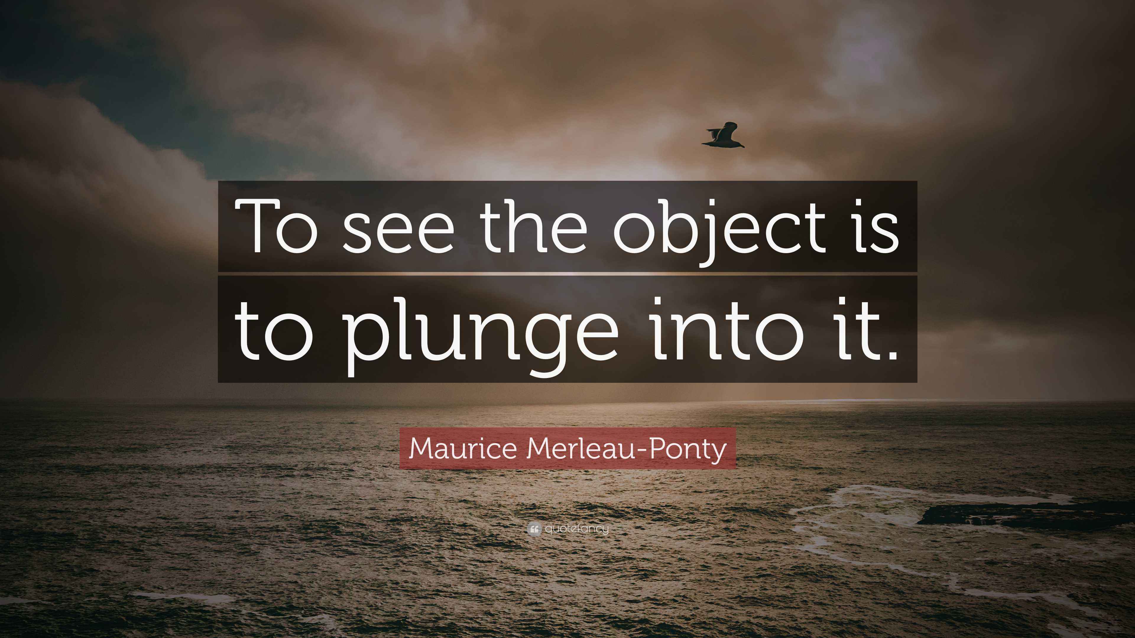 Maurice Merleau-Ponty Quote: “To see the object is to plunge into it.”