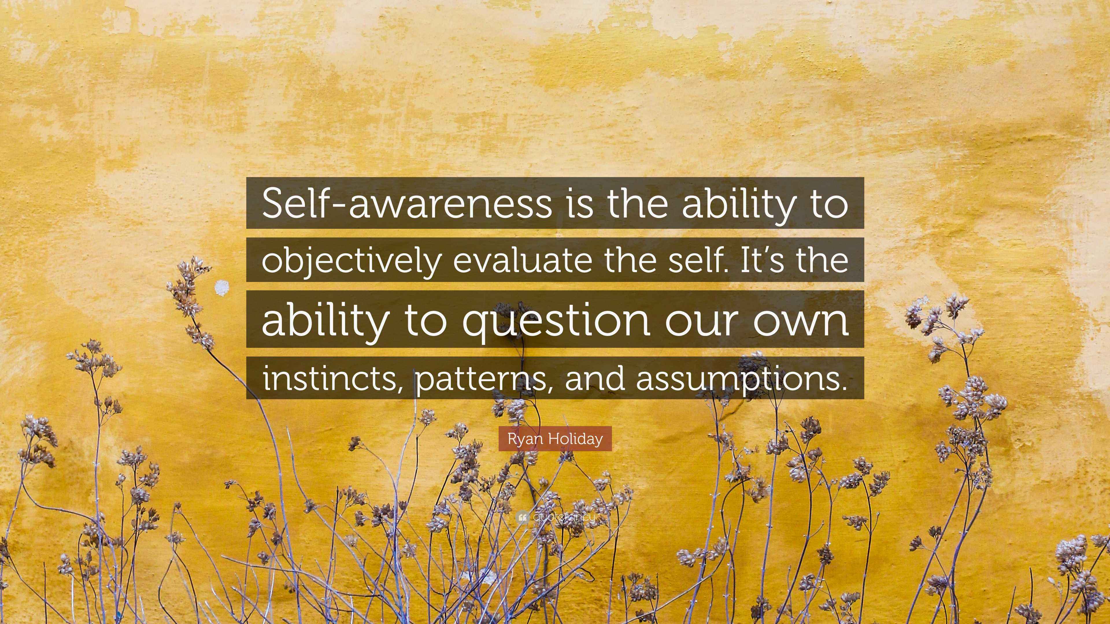 Ryan Holiday Quote: “Self-awareness is the ability to objectively ...