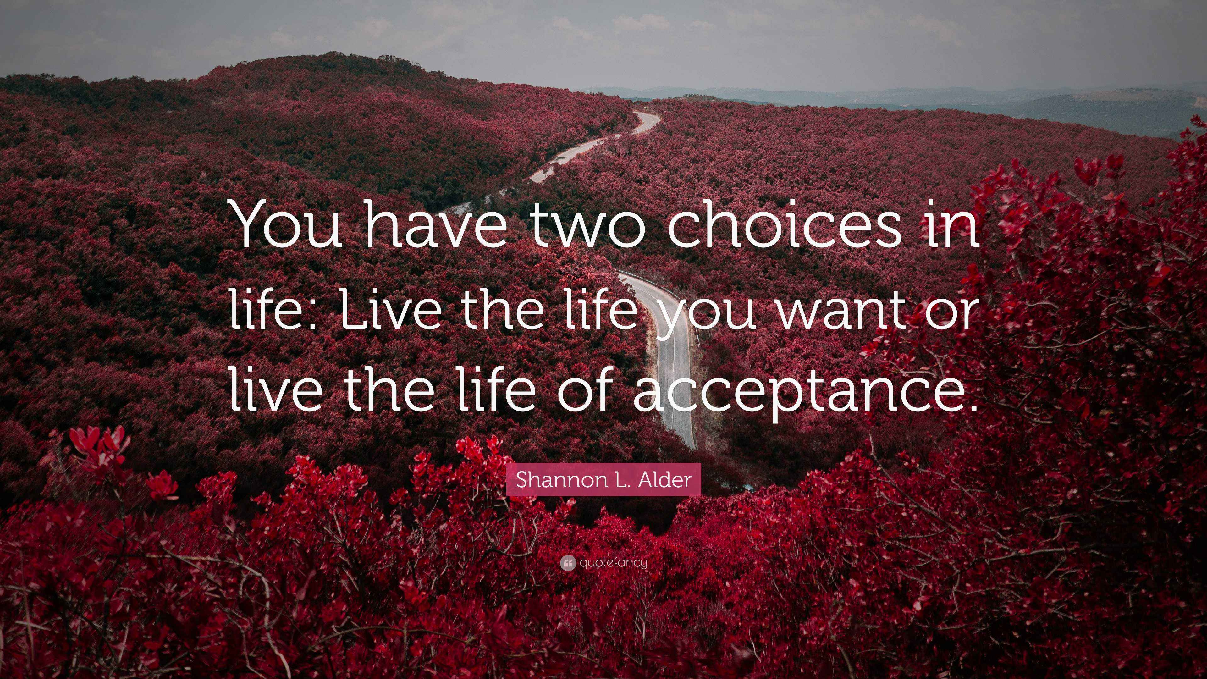 Shannon L. Alder Quote: “You have two choices in life: Live the life ...