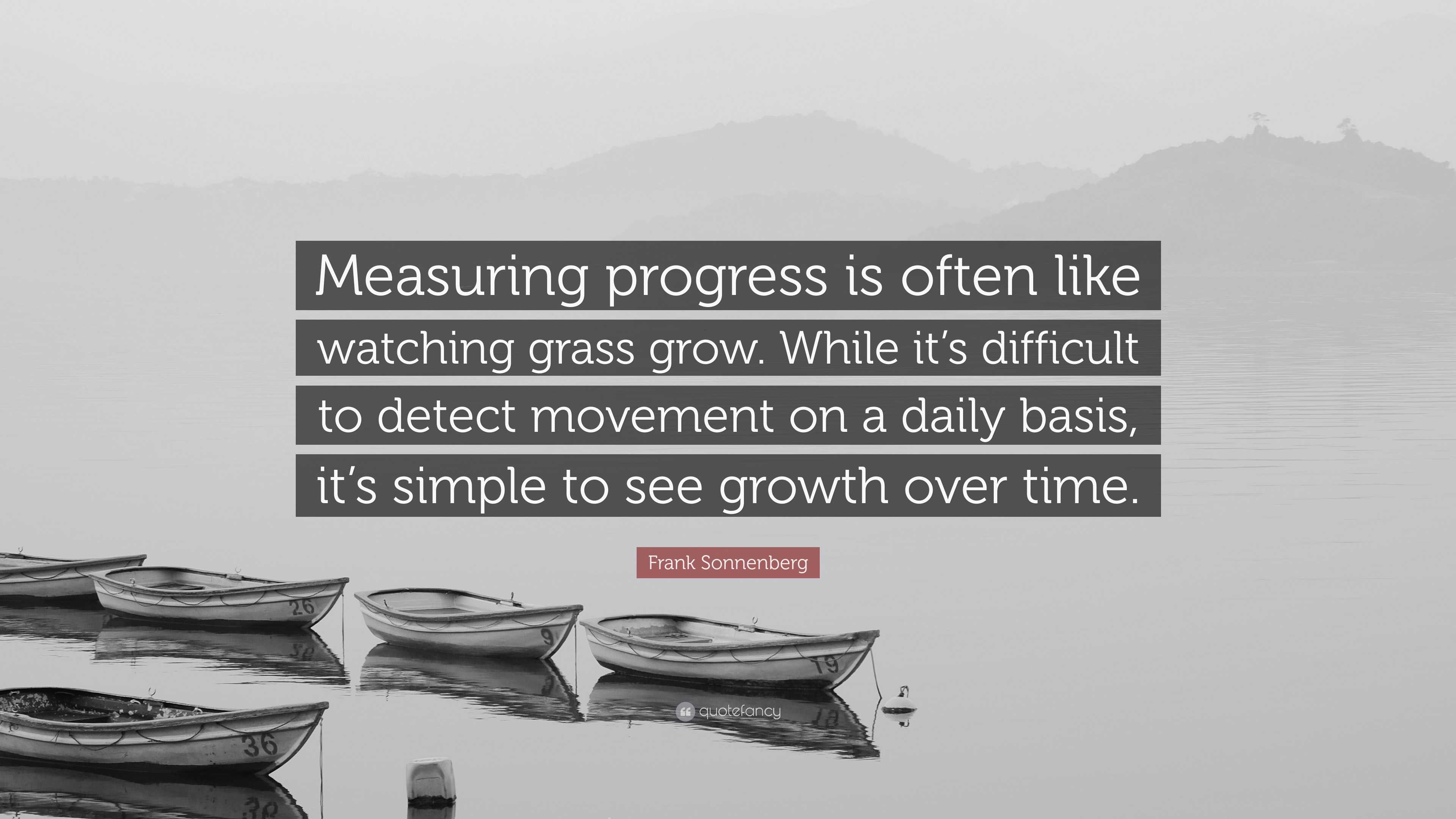 Frank Sonnenberg Quote: “Measuring progress is often like watching ...