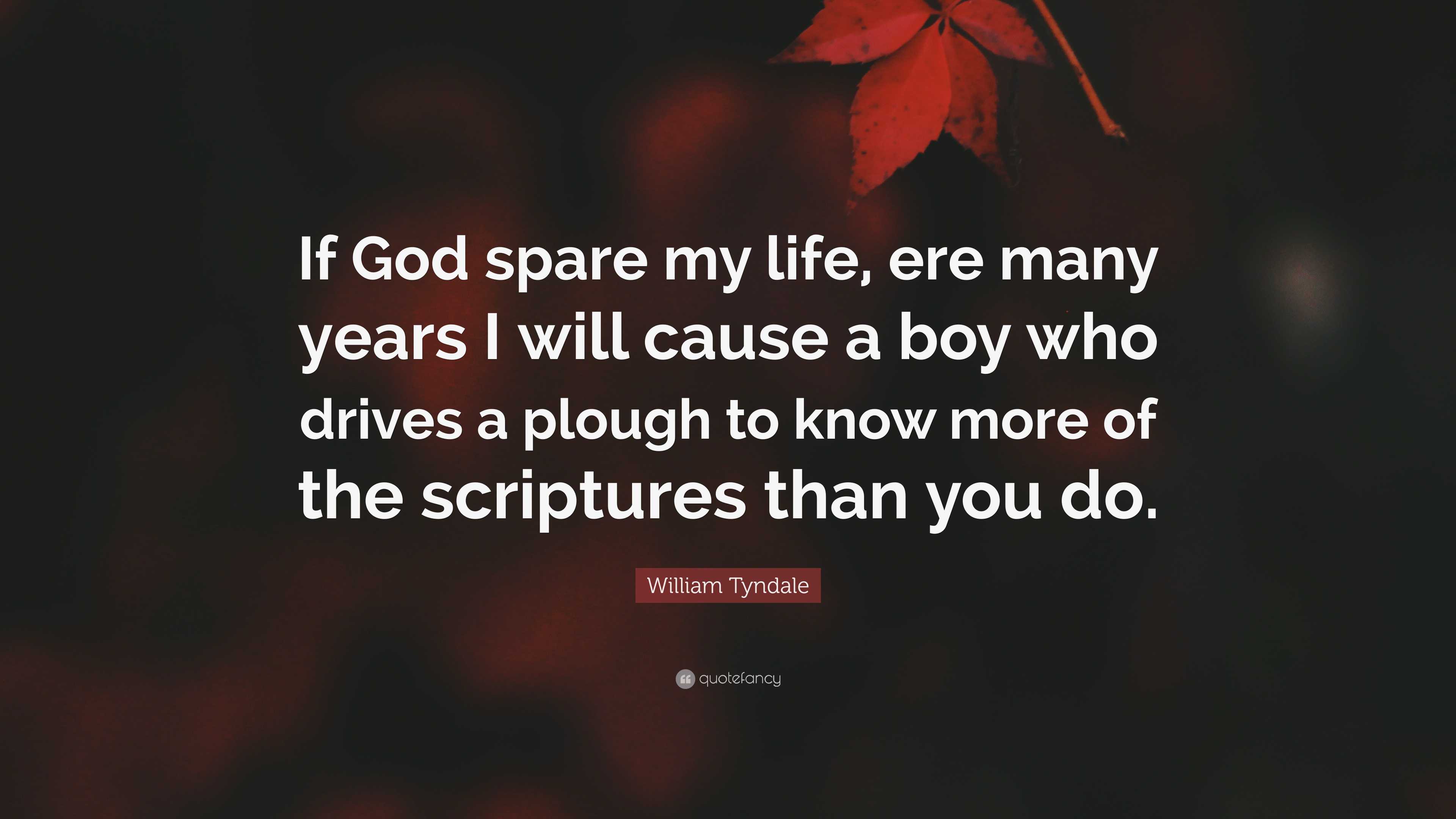 William Tyndale Quote: “If God spare my life, ere many years I will ...
