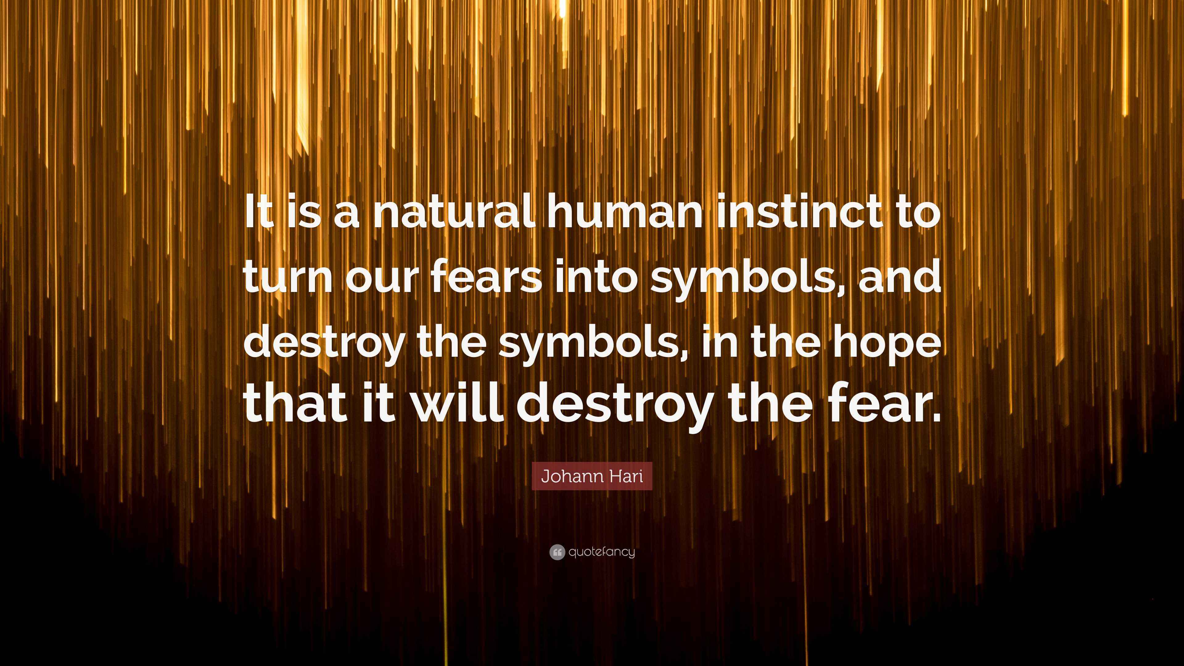 Johann Hari Quote: “It is a natural human instinct to turn our fears ...