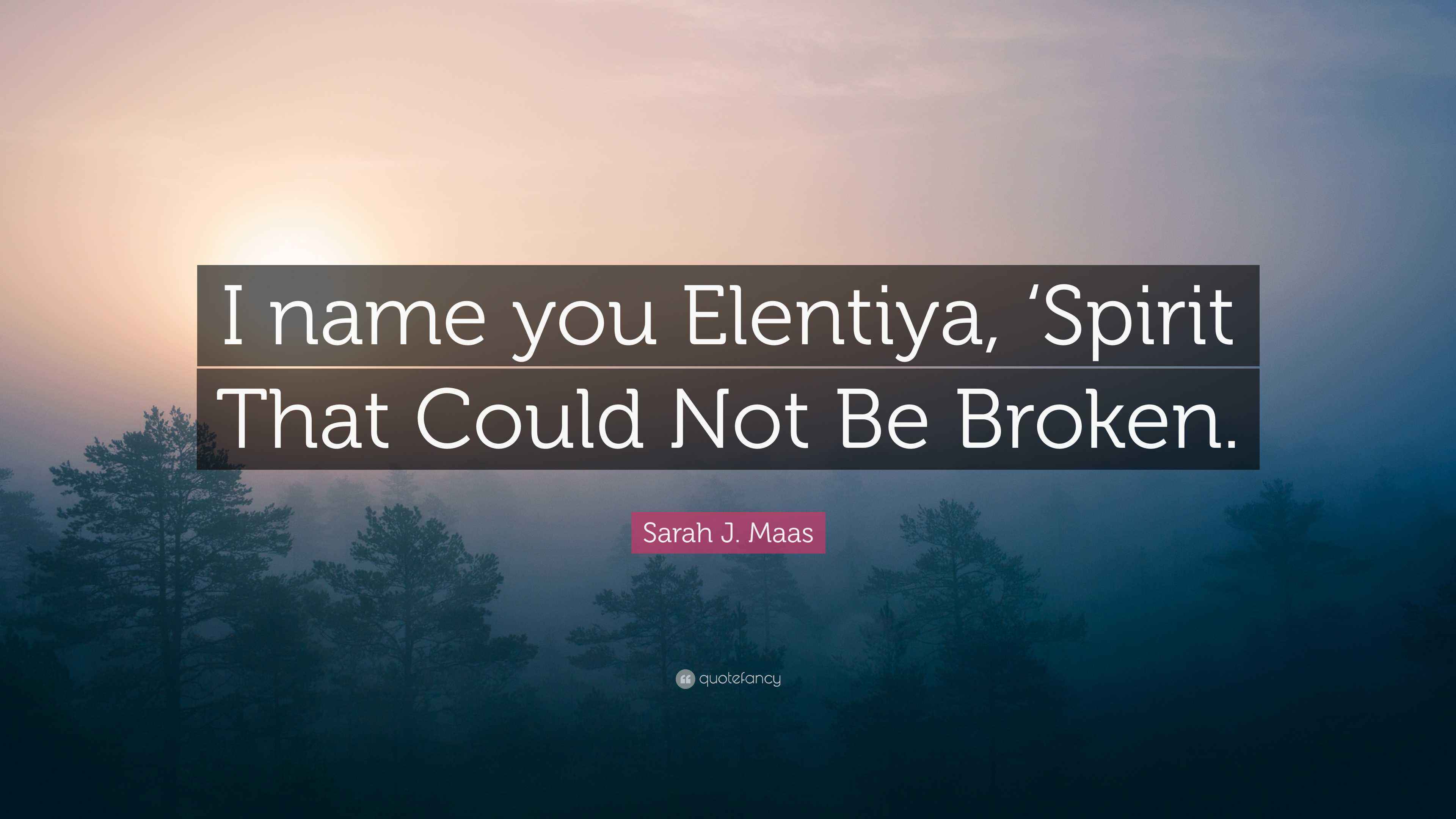 Sarah J. Maas Quote: “I name you Elentiya, ‘Spirit That Could Not Be ...