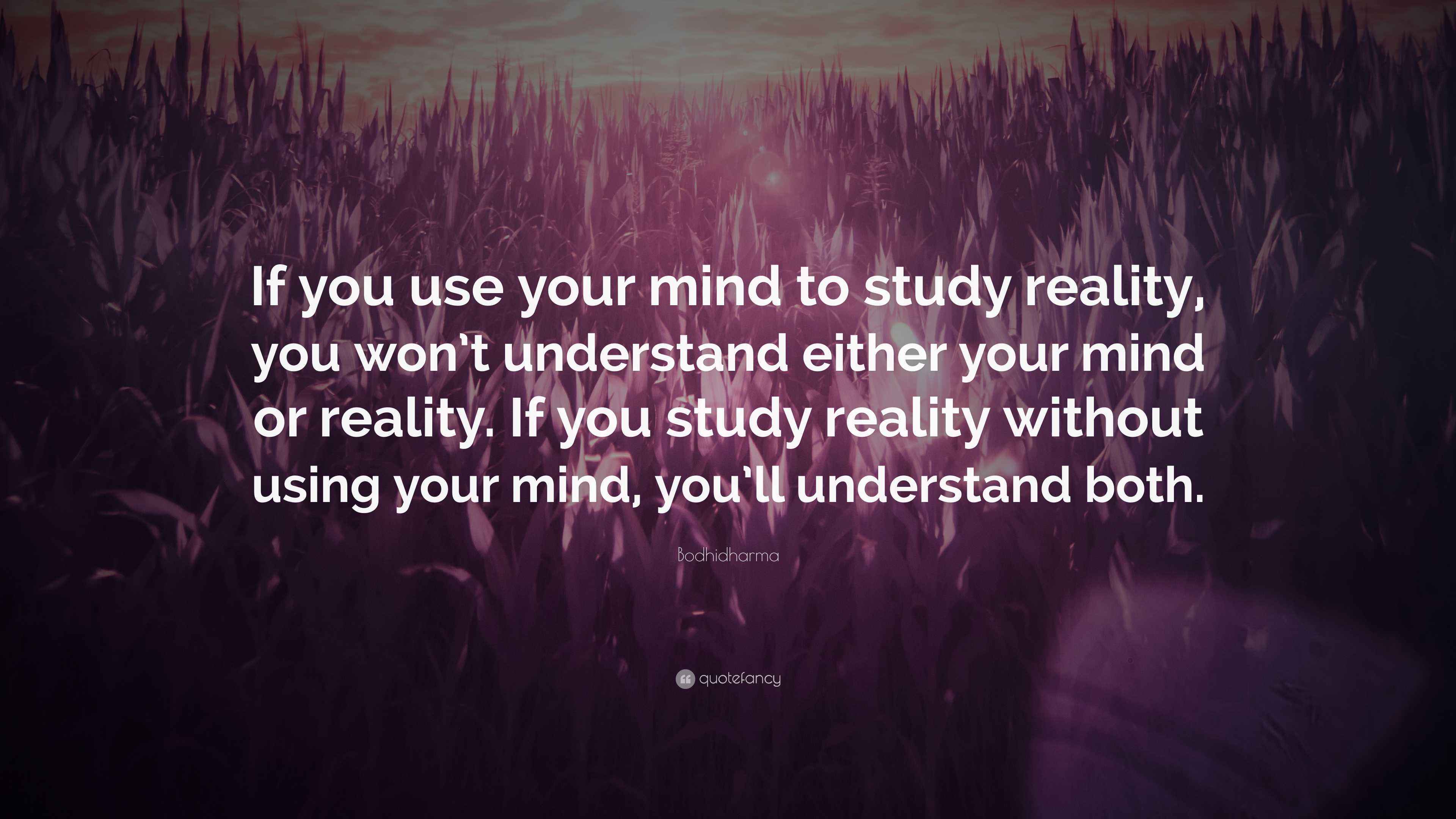 Bodhidharma Quote: “If you use your mind to study reality, you won’t ...