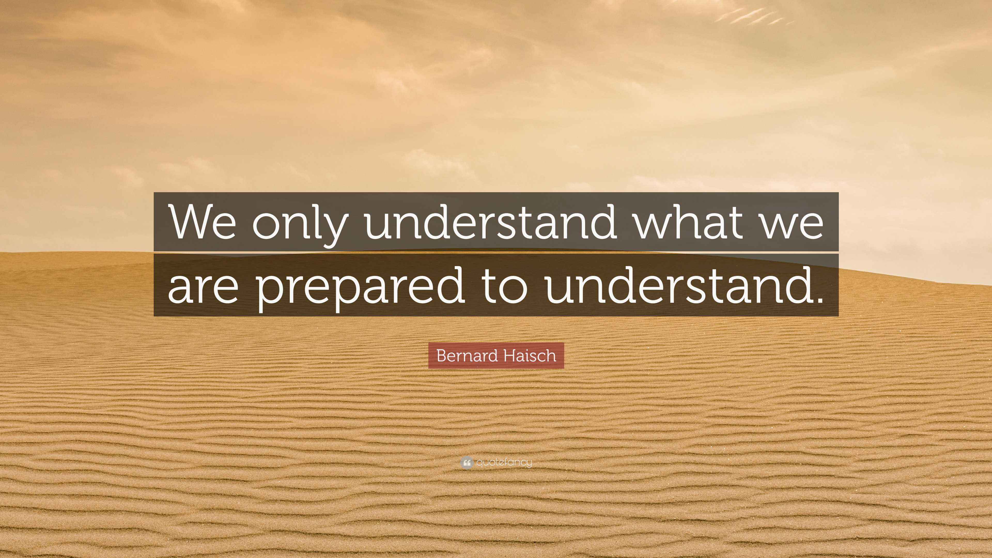 Bernard Haisch Quote: “We only understand what we are prepared to ...
