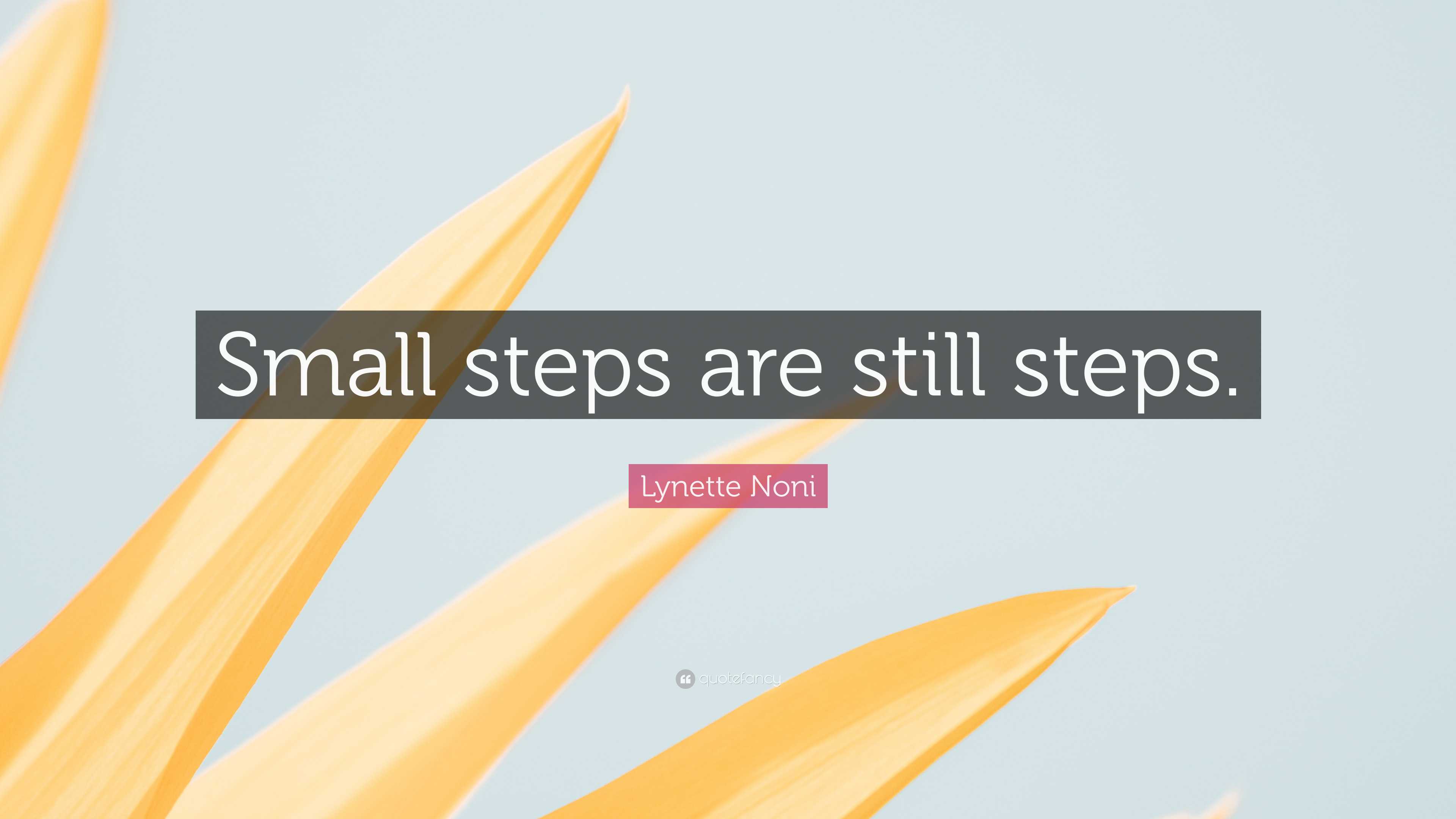 Lynette Noni Quote: “Small steps are still steps.”