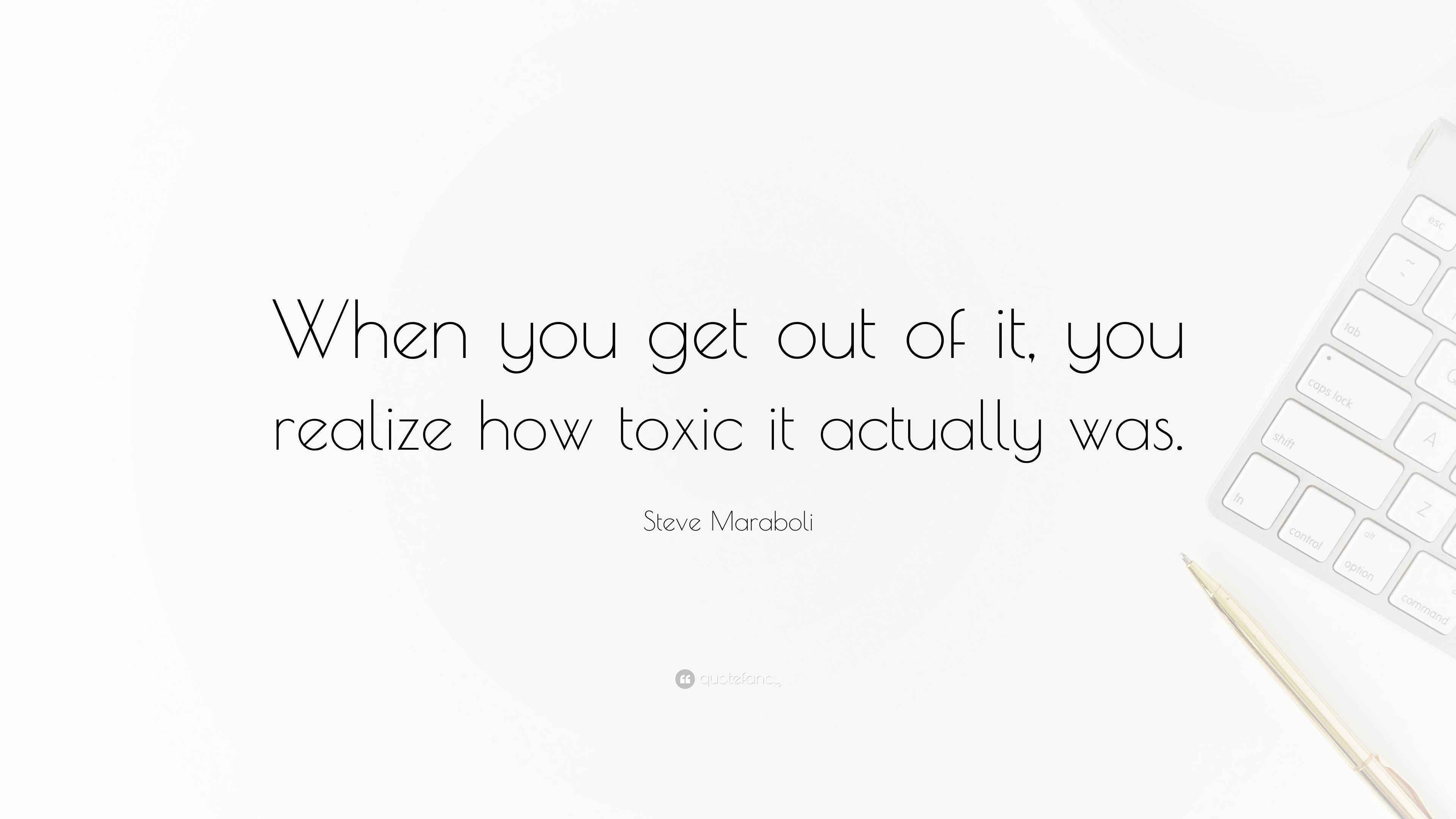 Steve Maraboli Quote: “When you get out of it, you realize how toxic it ...