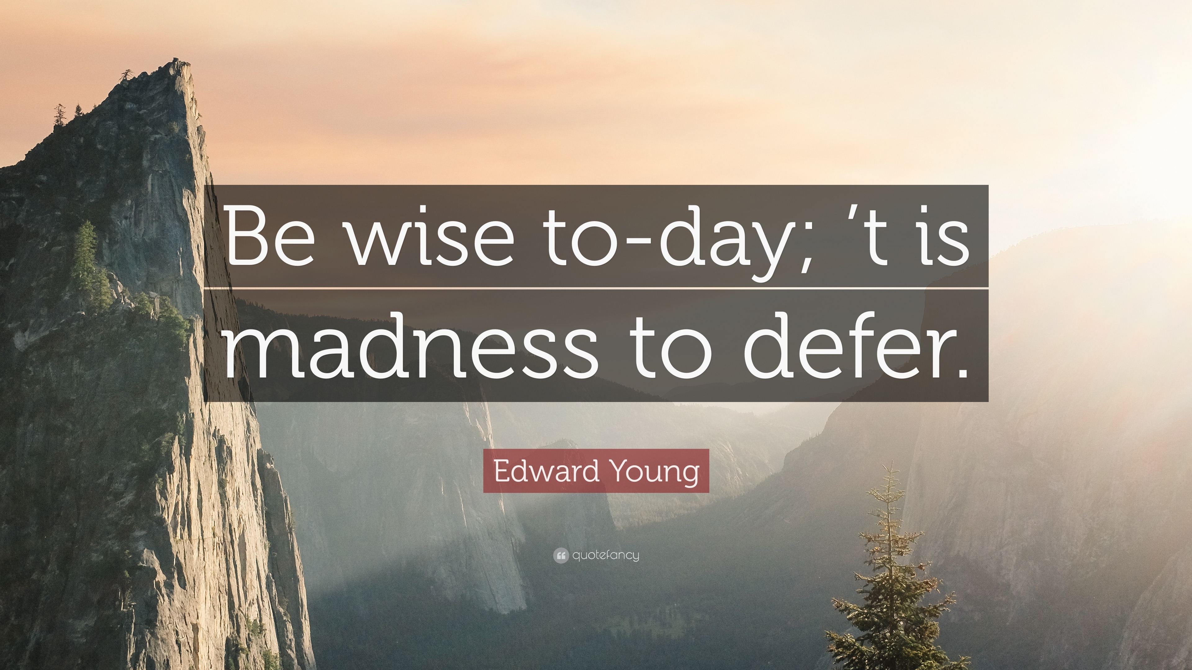 Edward Young Quote: “Be wise to-day; ’t is madness to defer.”
