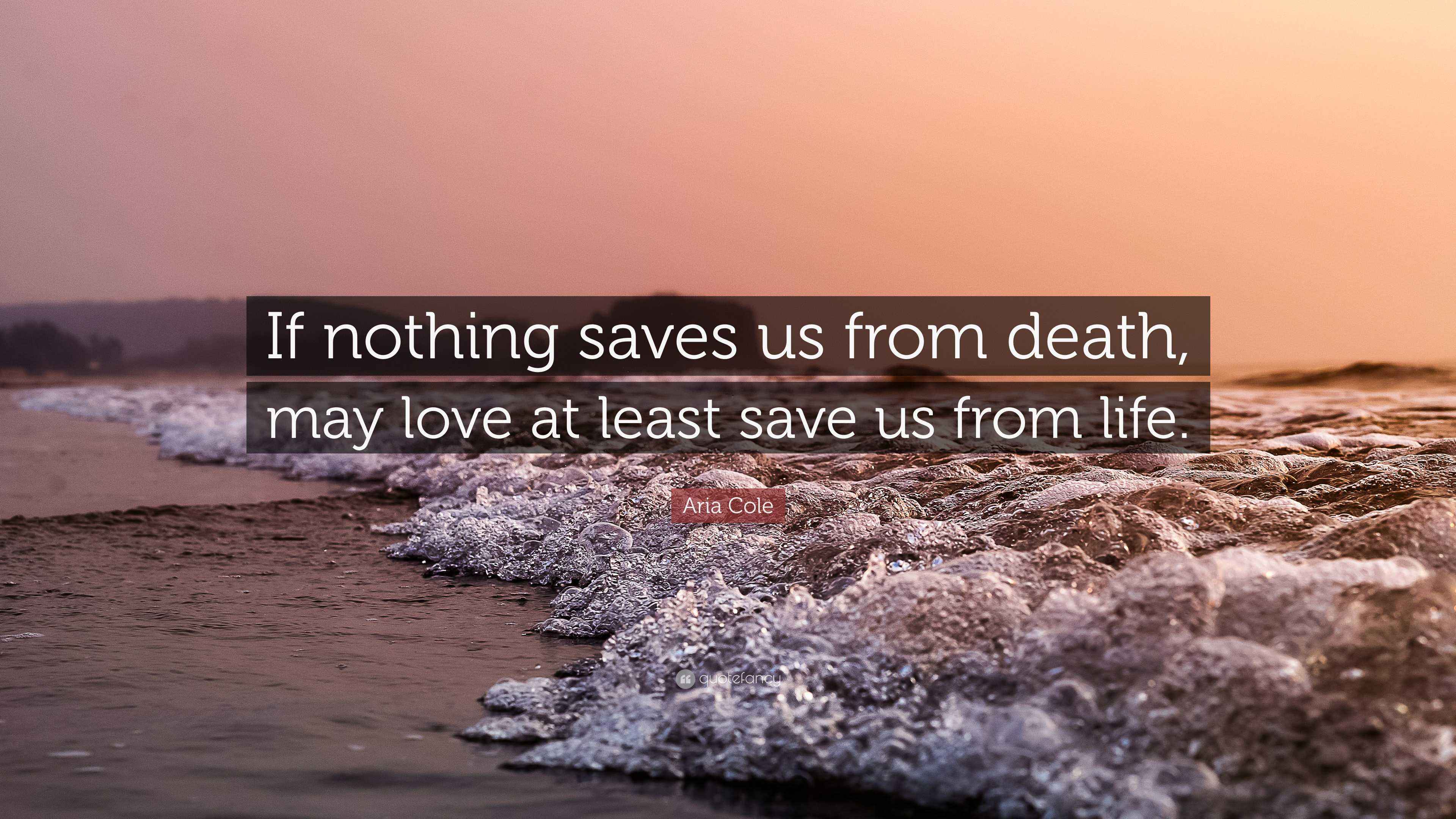 Aria Cole Quote: “If nothing saves us from death, may love at least ...