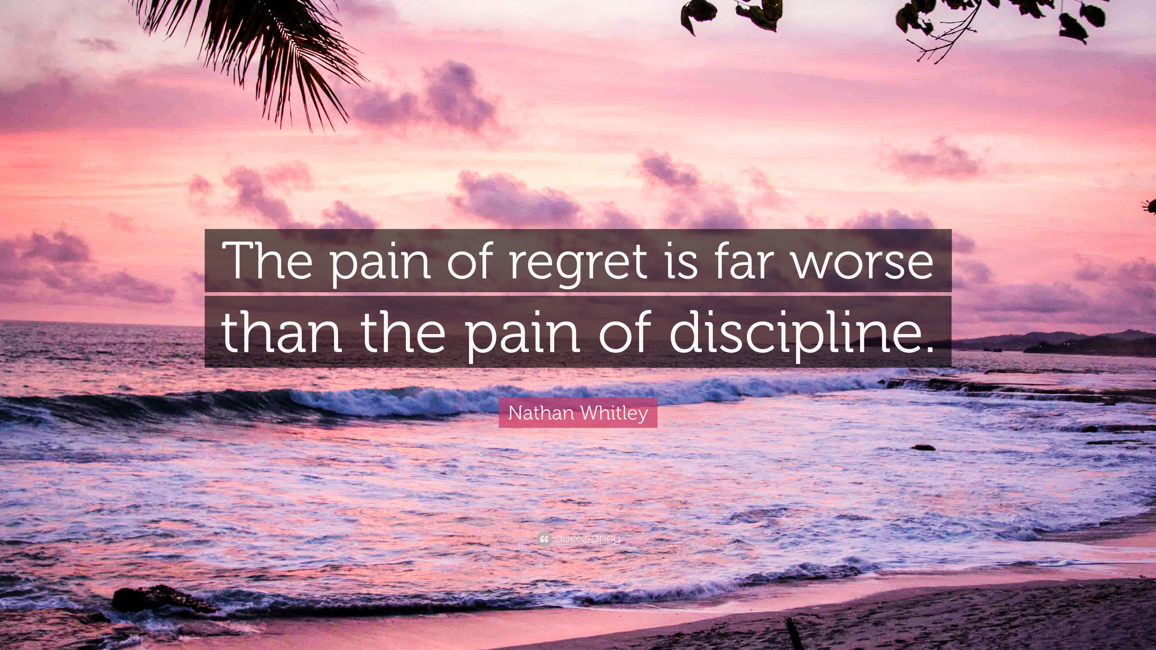 Nathan Whitley Quote: “The pain of regret is far worse than the pain of ...