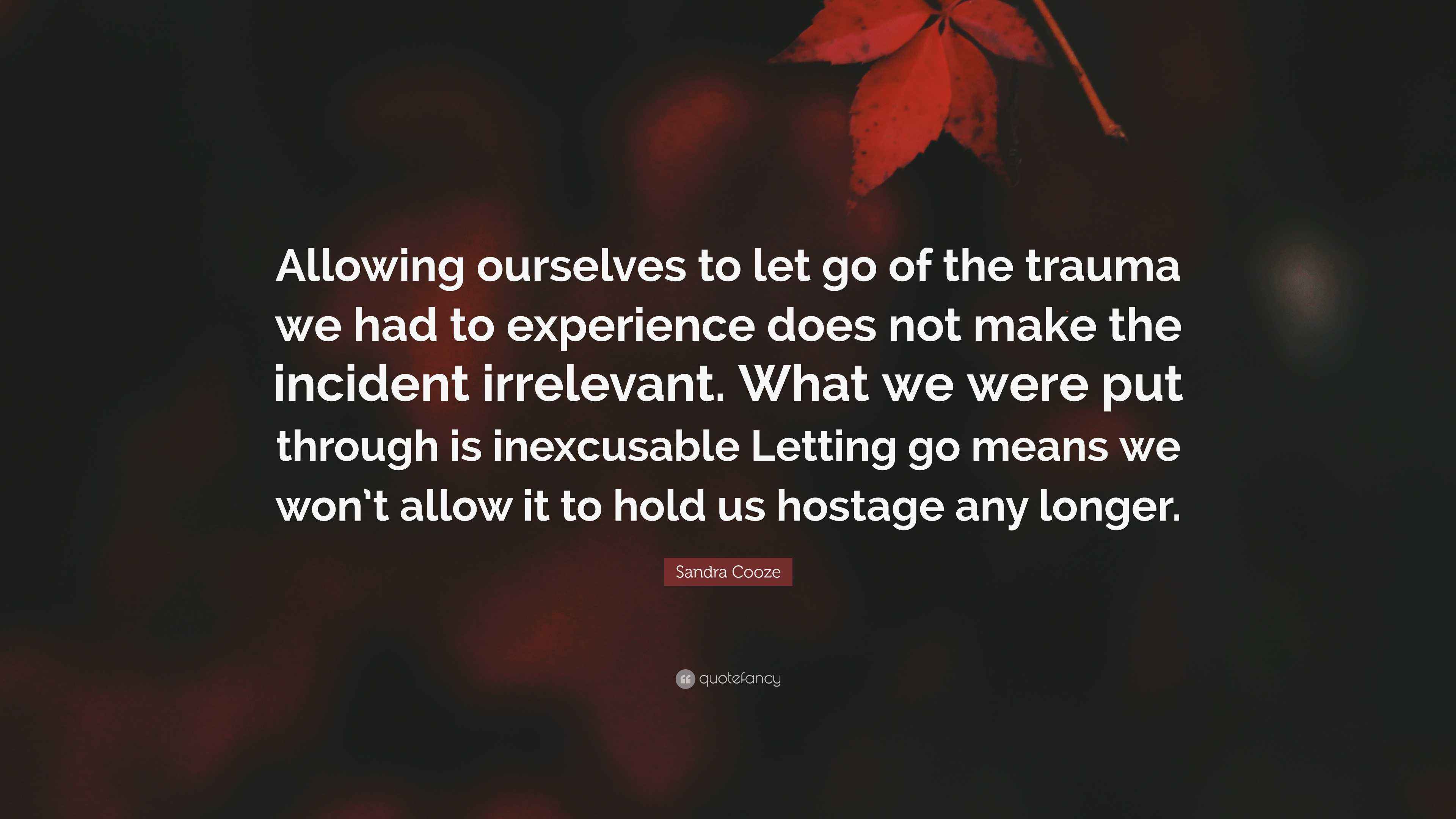 Sandra Cooze Quote: “Allowing ourselves to let go of the trauma we had ...