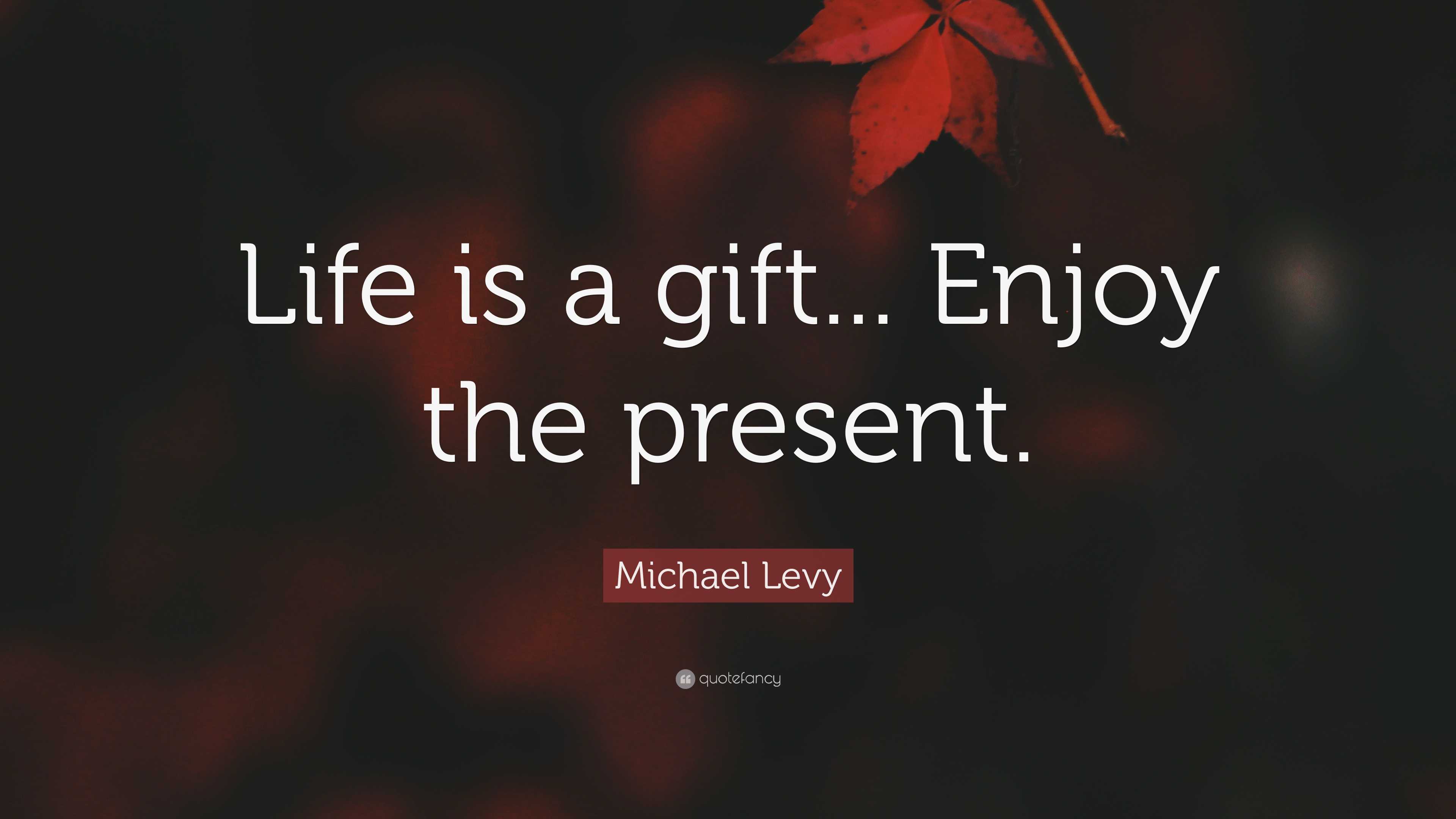 Michael Levy Quote: “Life is a gift... Enjoy the present.”