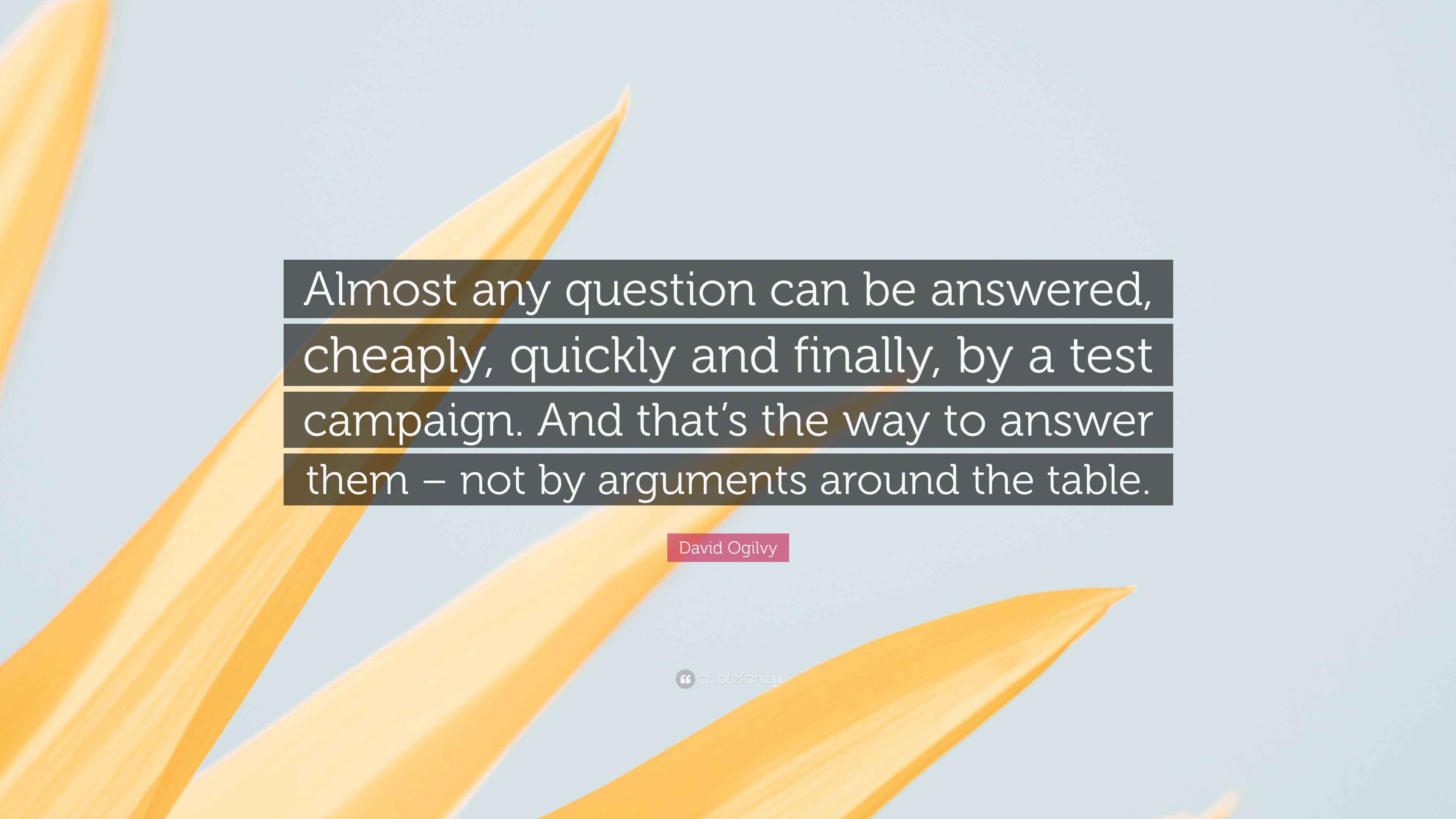 David Ogilvy Quote: “Almost any question can be answered, cheaply ...