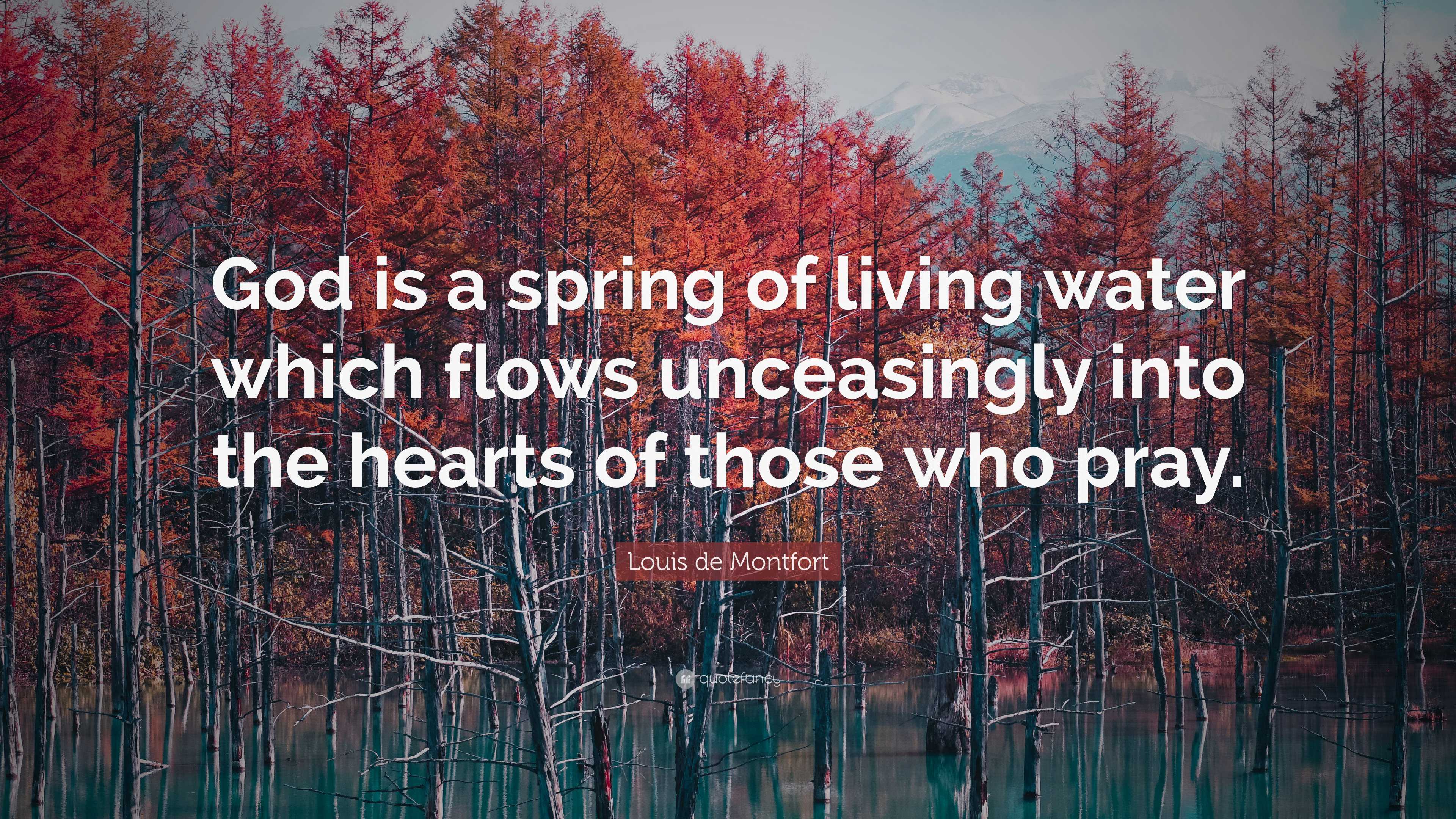 Louis de Montfort Quote: “God is a spring of living water which flows ...