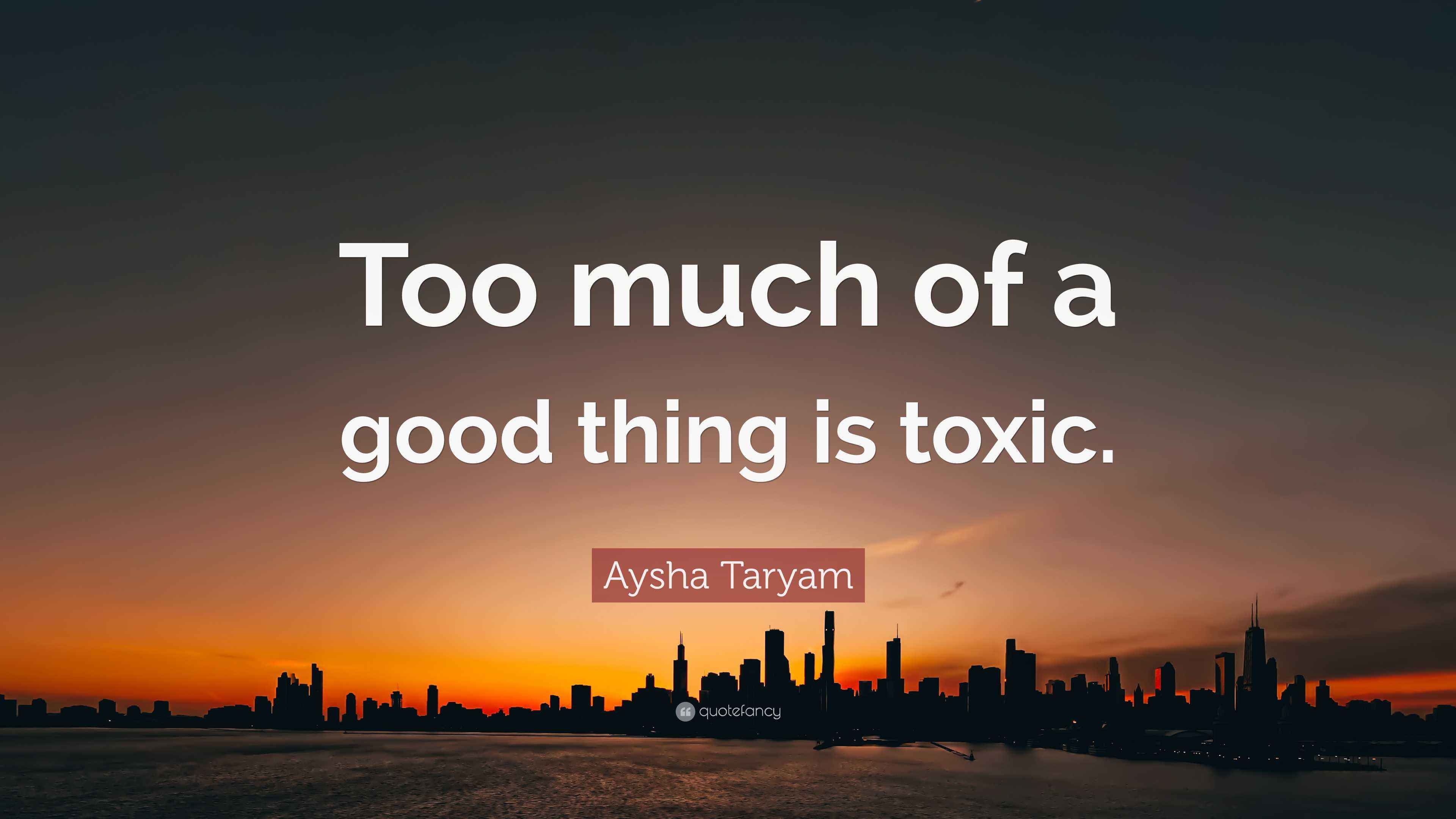 Aysha Taryam Quote: “Too much of a good thing is toxic.”