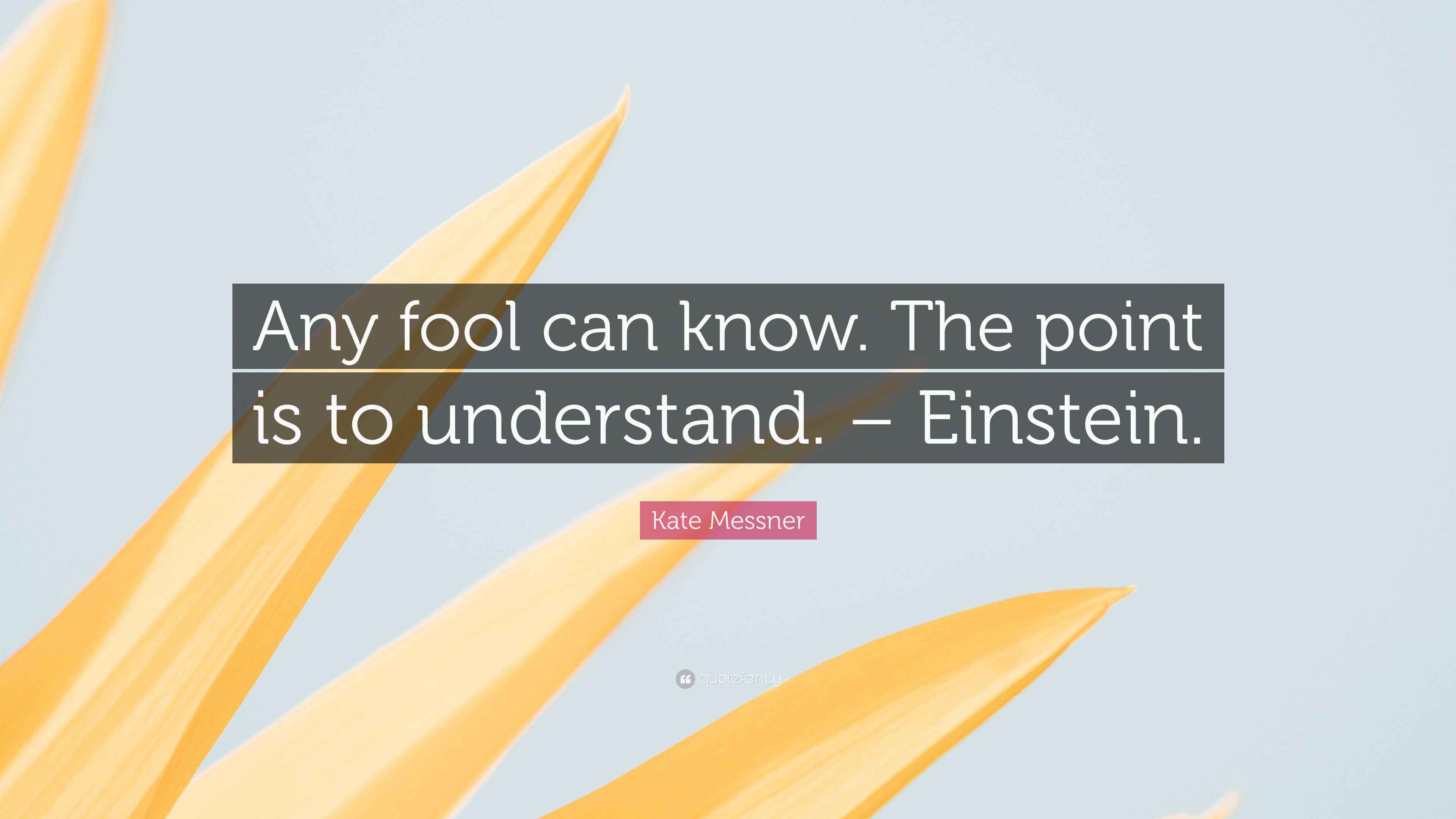 Kate Messner Quote: “Any fool can know. The point is to understand ...