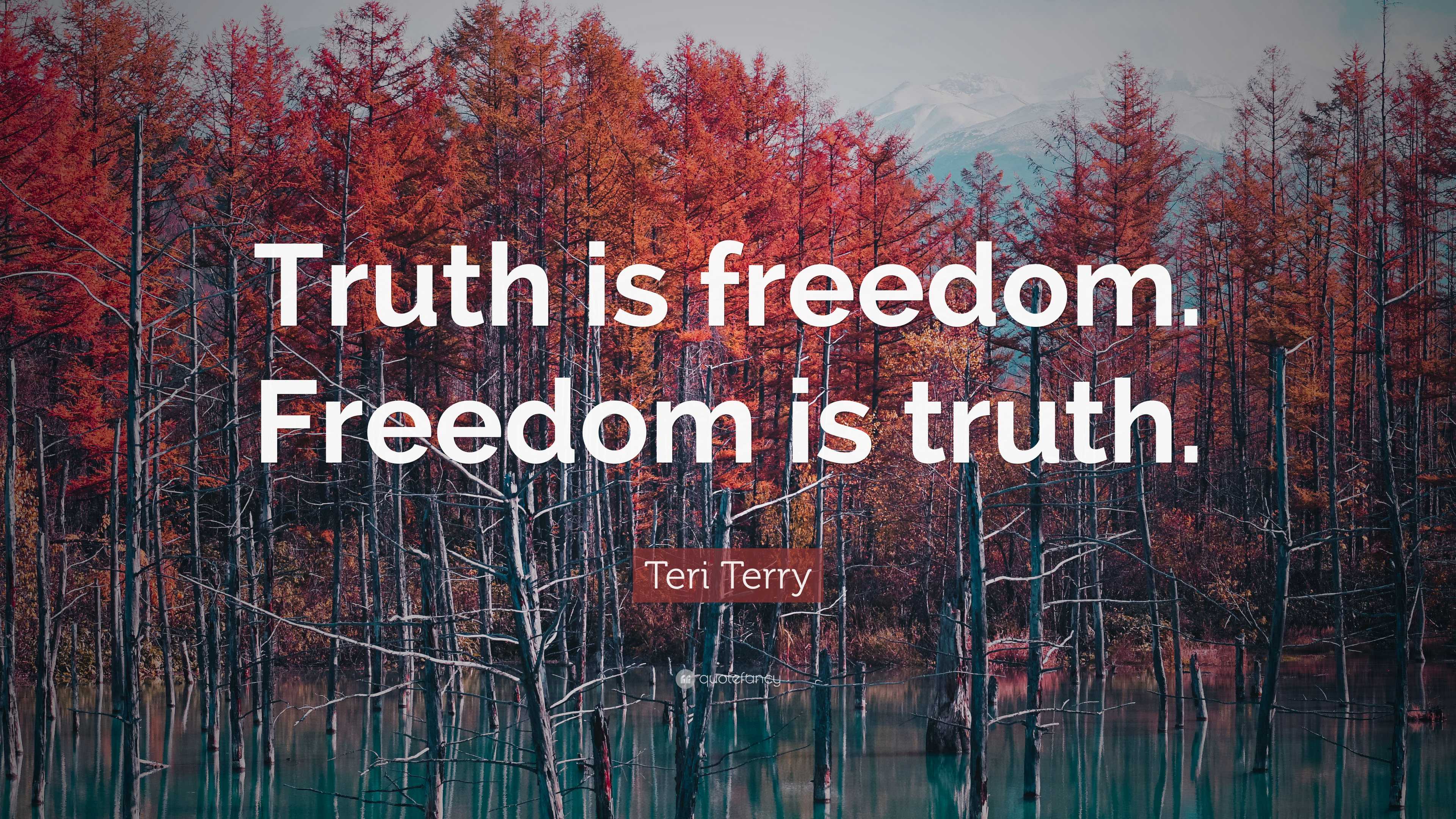 Teri Terry Quote: “Truth is freedom. Freedom is truth.”