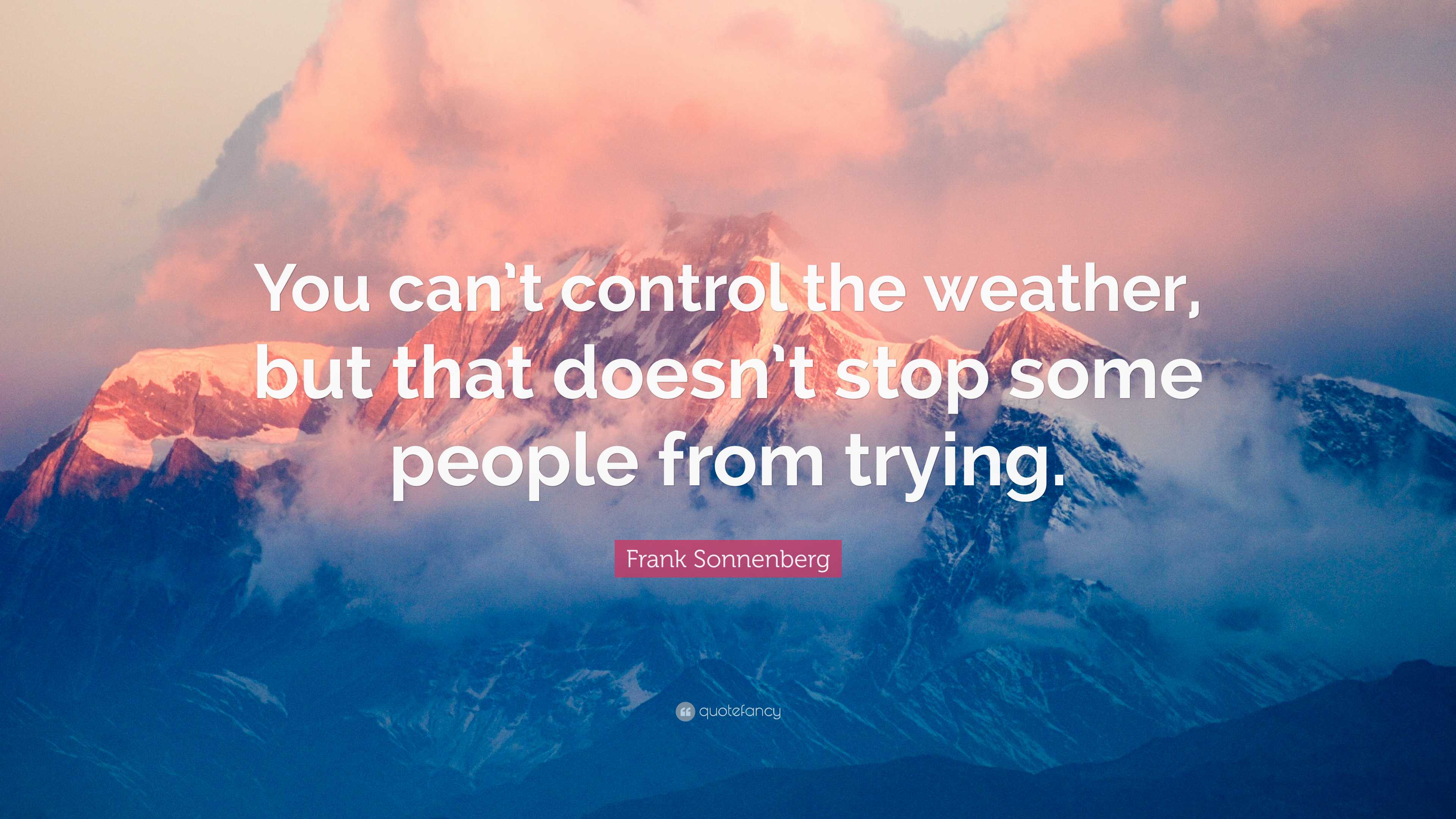 Frank Sonnenberg Quote: “You can’t control the weather, but that doesn ...