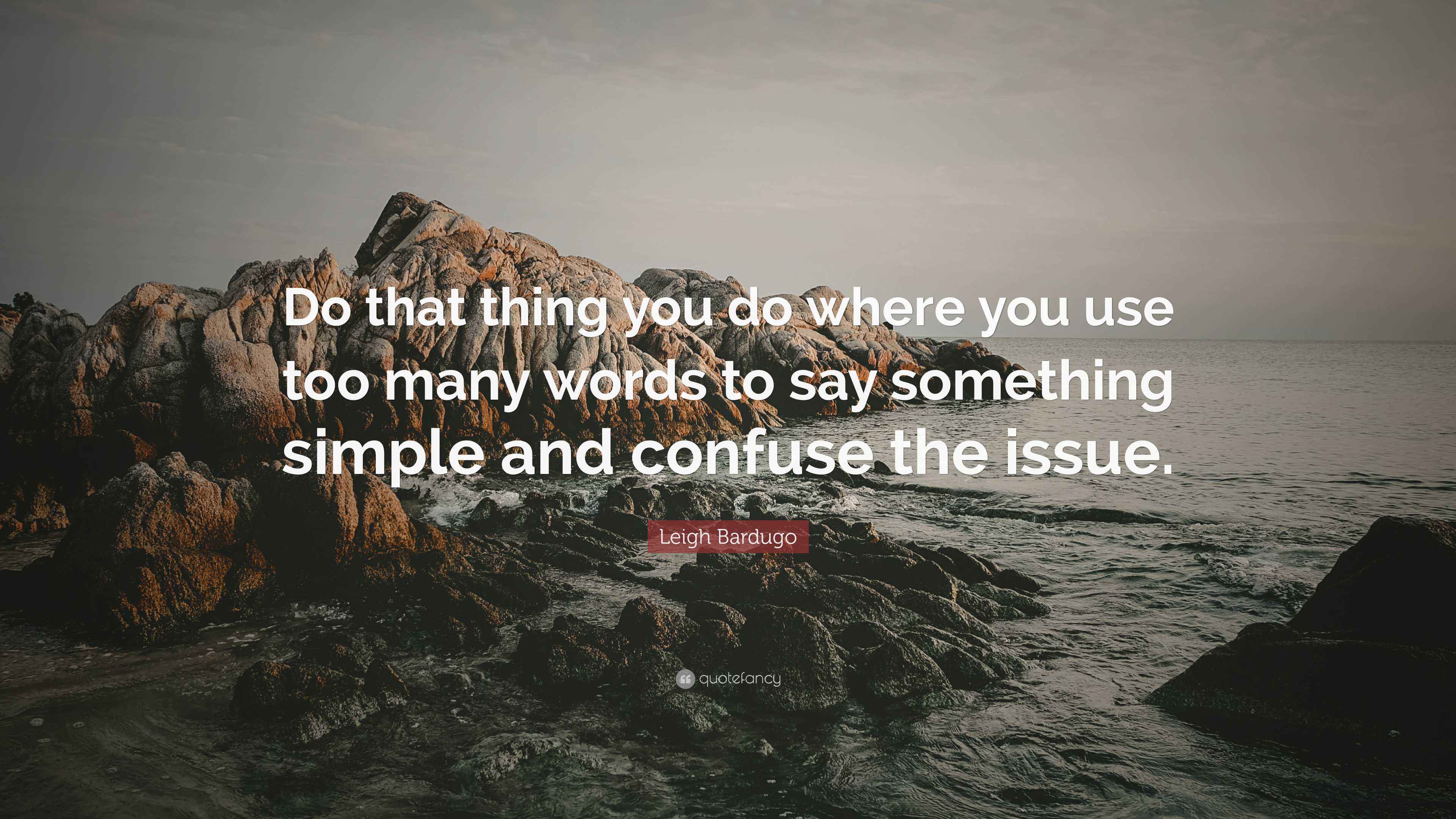 Leigh Bardugo Quote: “Do that thing you do where you use too many words ...
