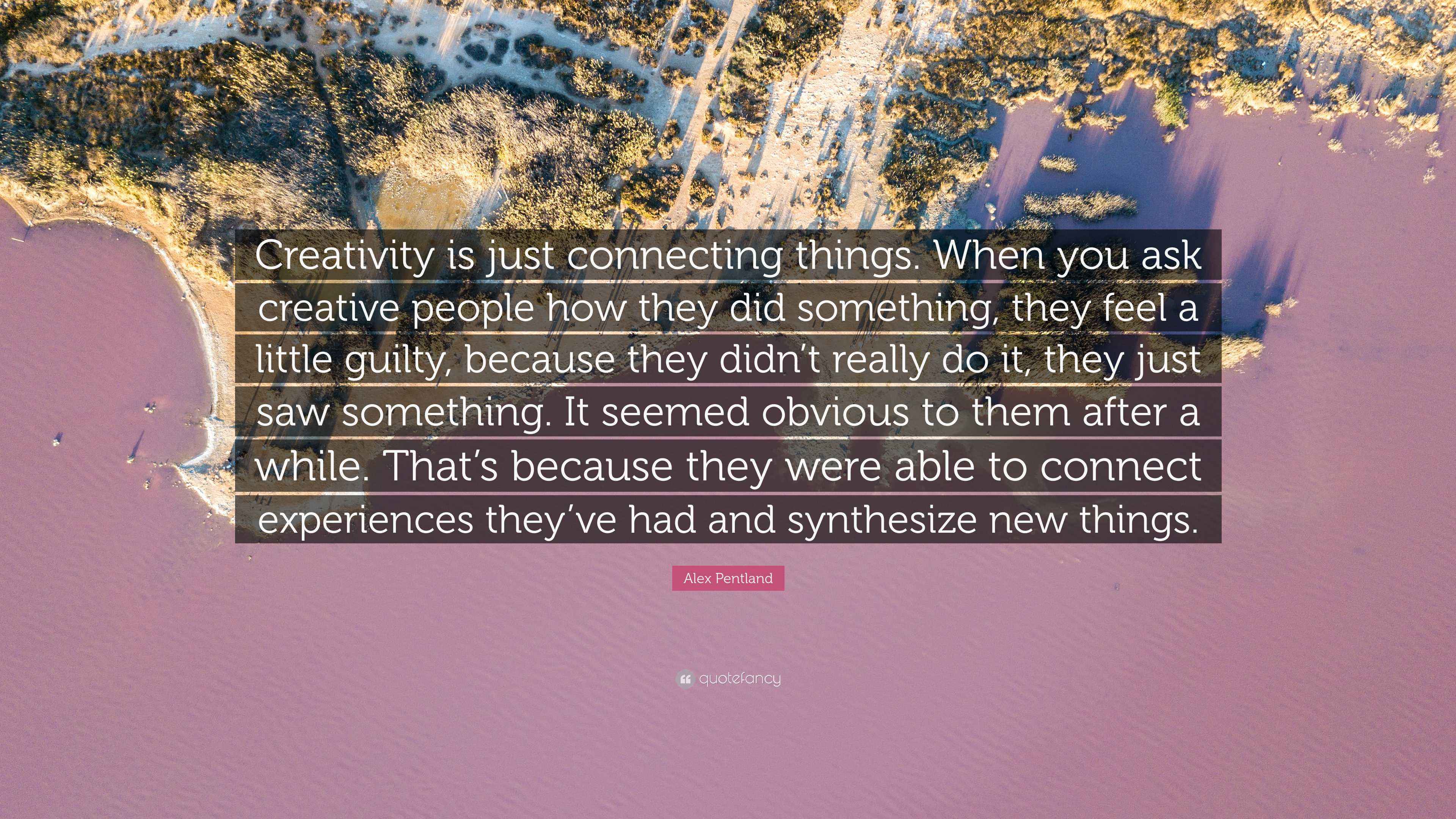 Alex Pentland Quote: “Creativity is just connecting things. When you ...