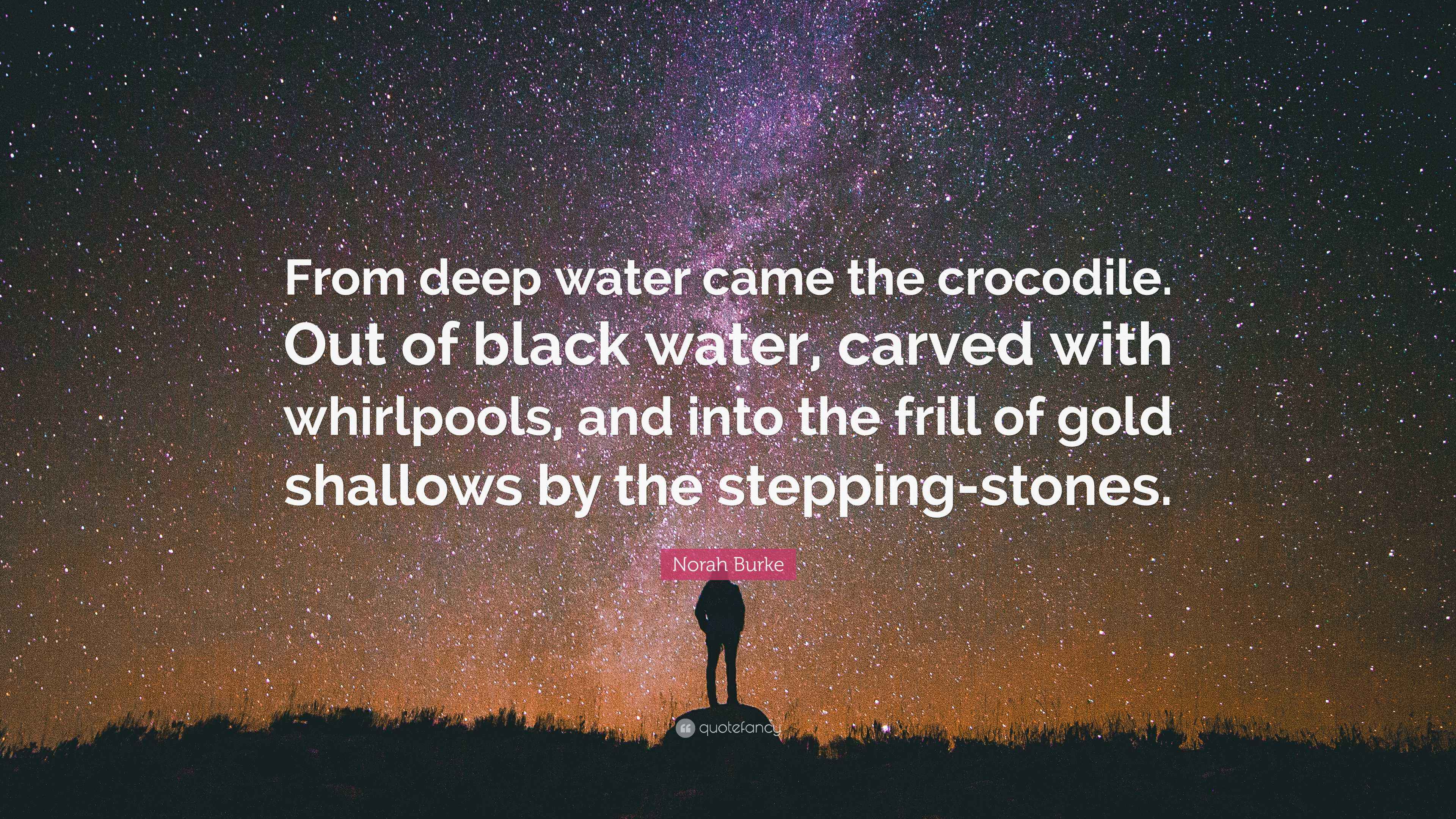Norah Burke Quote: “From deep water came the crocodile. Out of black ...