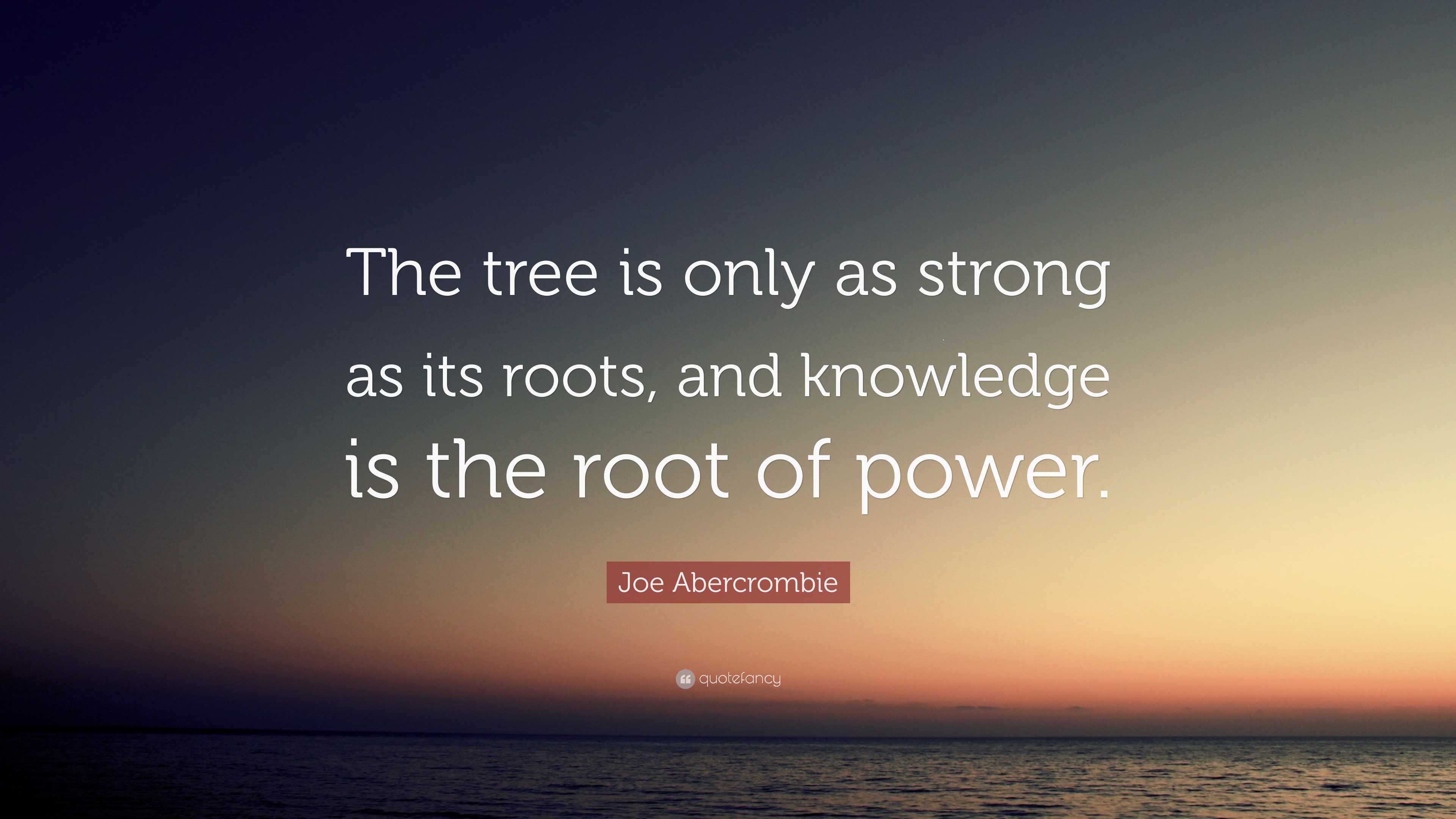 Joe Abercrombie Quote: “The tree is only as strong as its roots, and ...