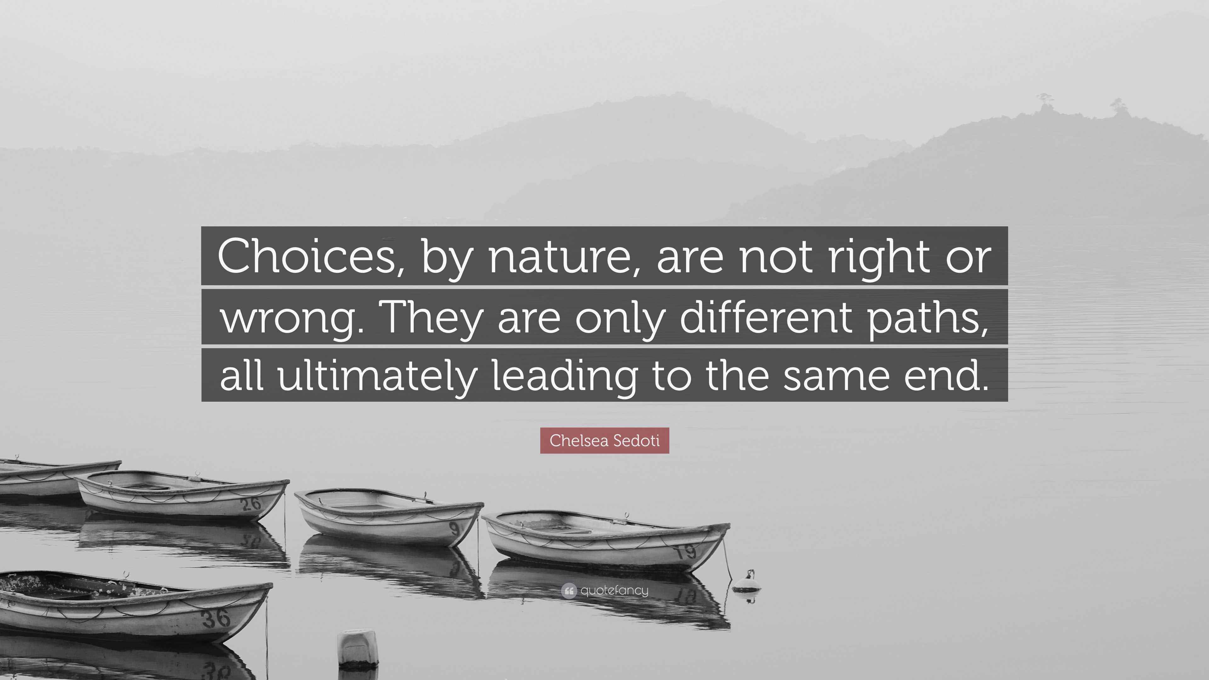 Chelsea Sedoti Quote: “Choices, by nature, are not right or wrong. They ...