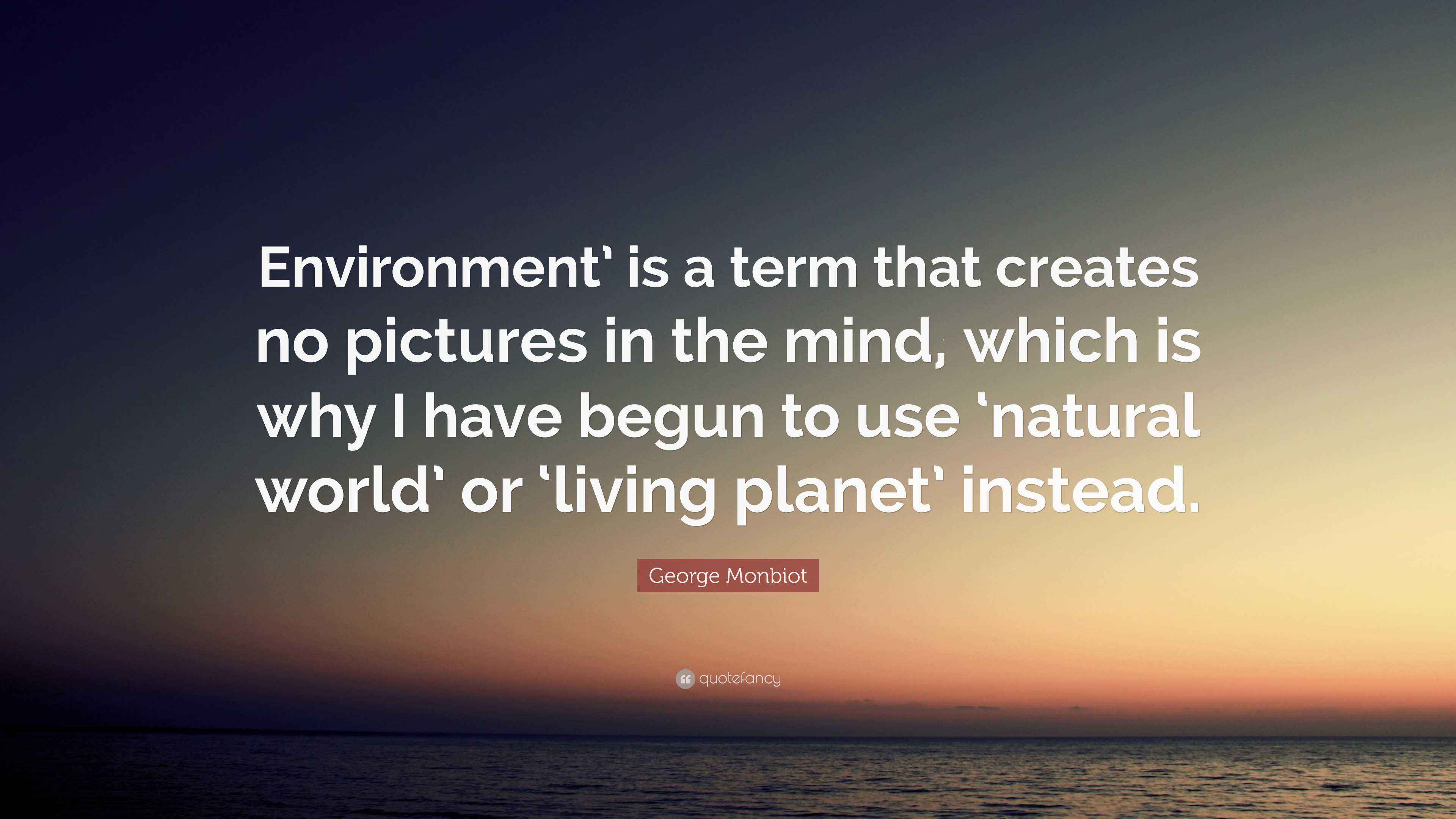 George Monbiot Quote: “Environment’ is a term that creates no pictures ...