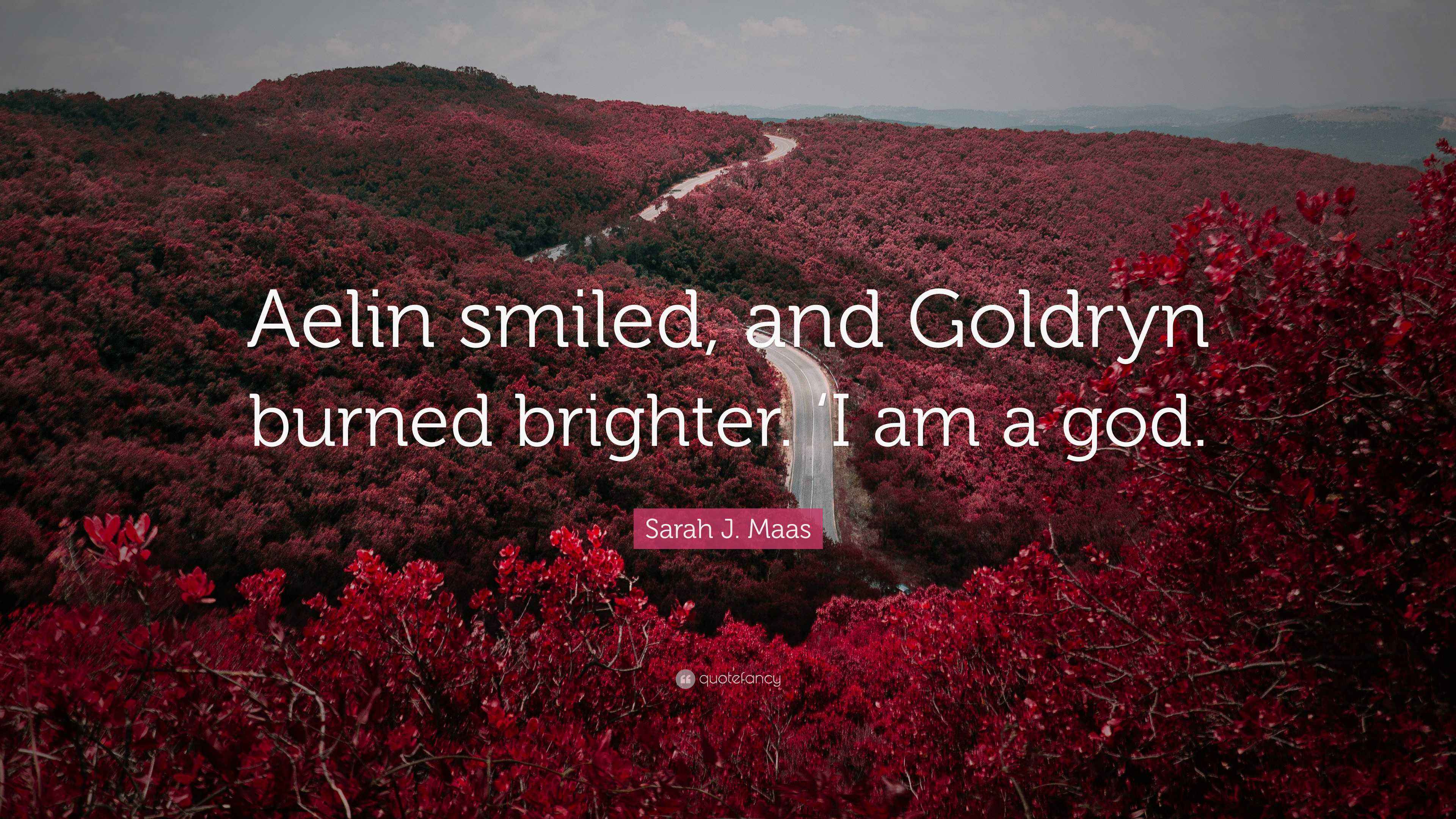 Sarah J. Maas Quote: “Aelin smiled, and Goldryn burned brighter. ‘I am ...