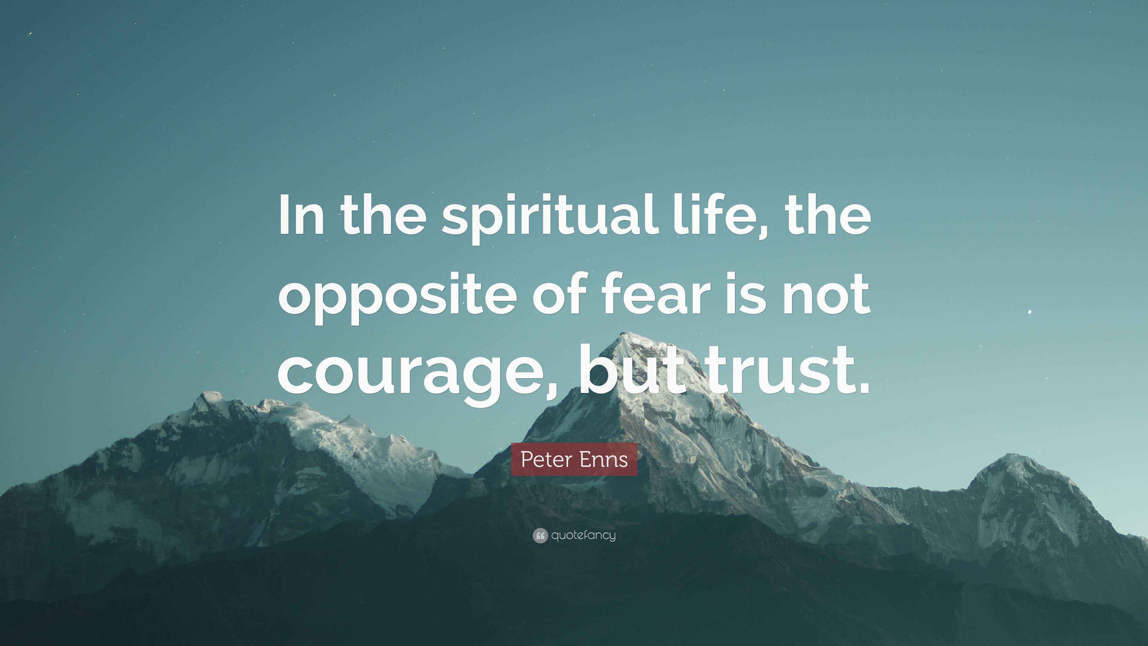 Peter Enns Quote: “In the spiritual life, the opposite of fear is not ...