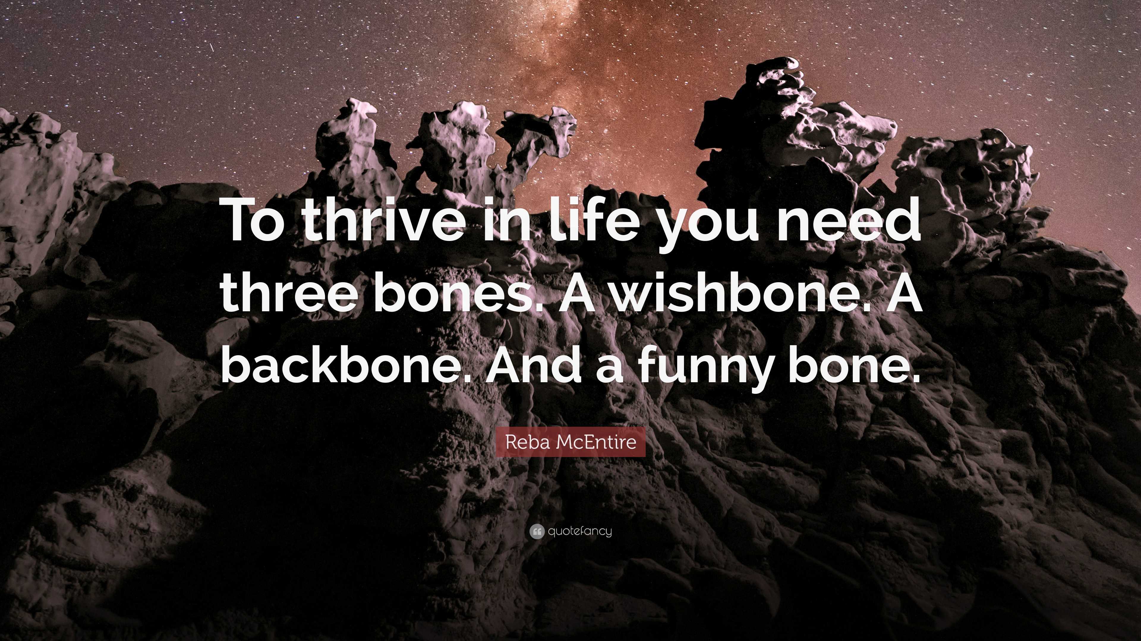 Reba McEntire Quote: “To thrive in life you need three bones. A ...