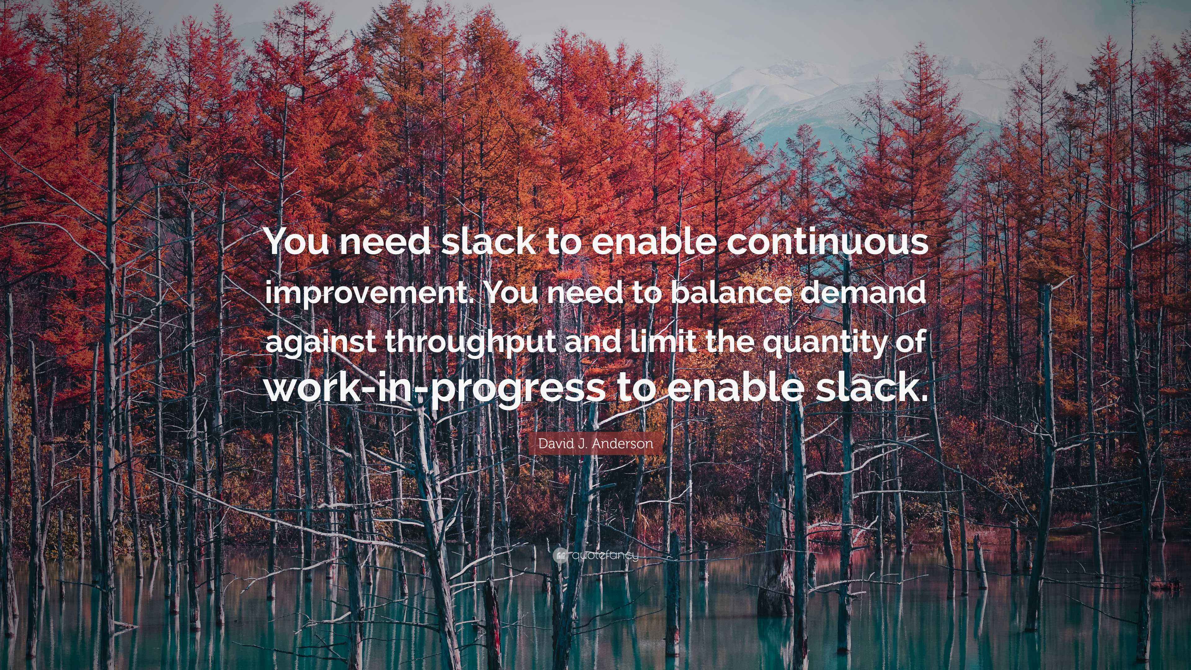David J. Anderson Quote: “You need slack to enable continuous ...