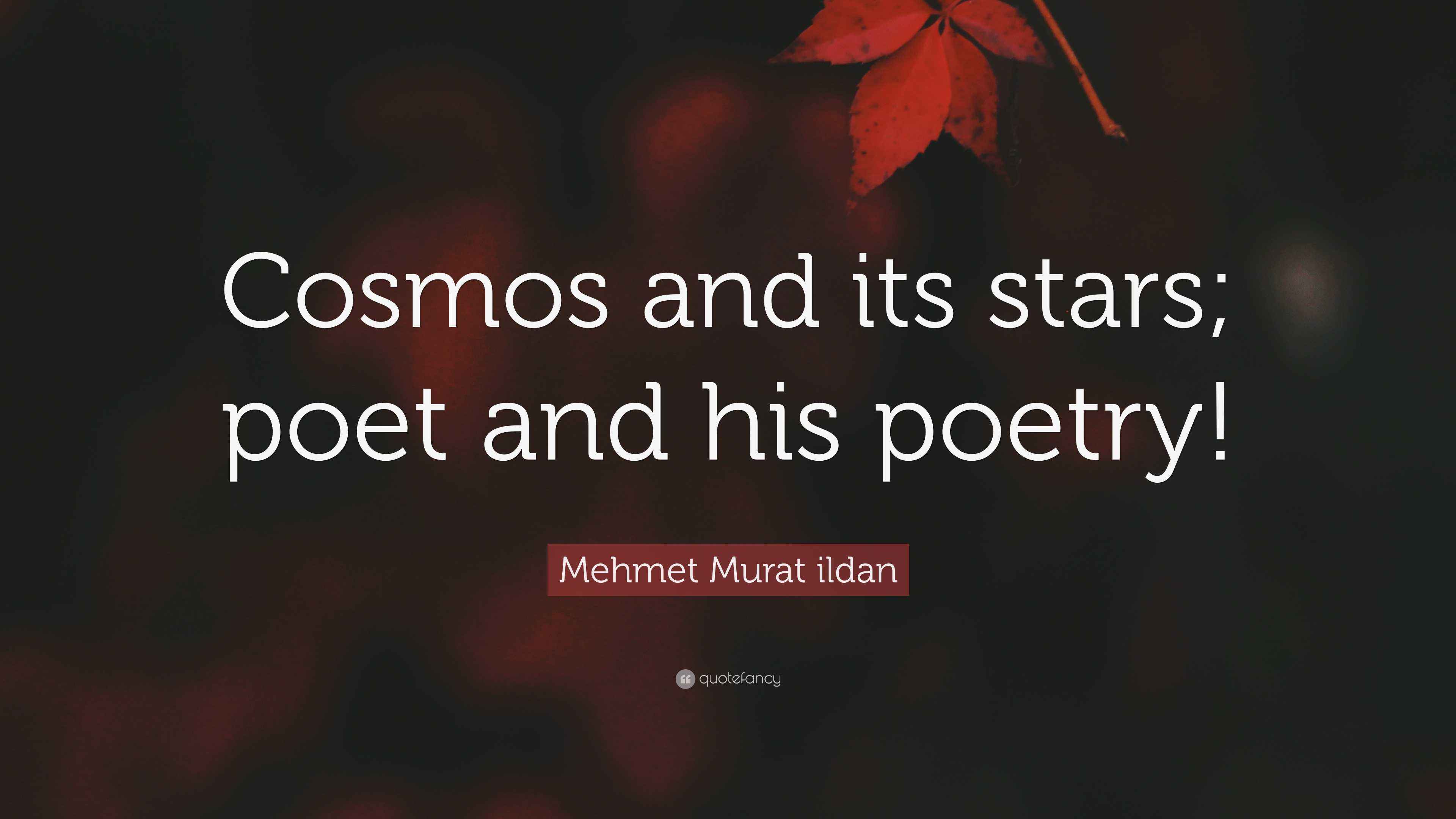 Mehmet Murat ildan Quote: “Cosmos and its stars; poet and his poetry!”