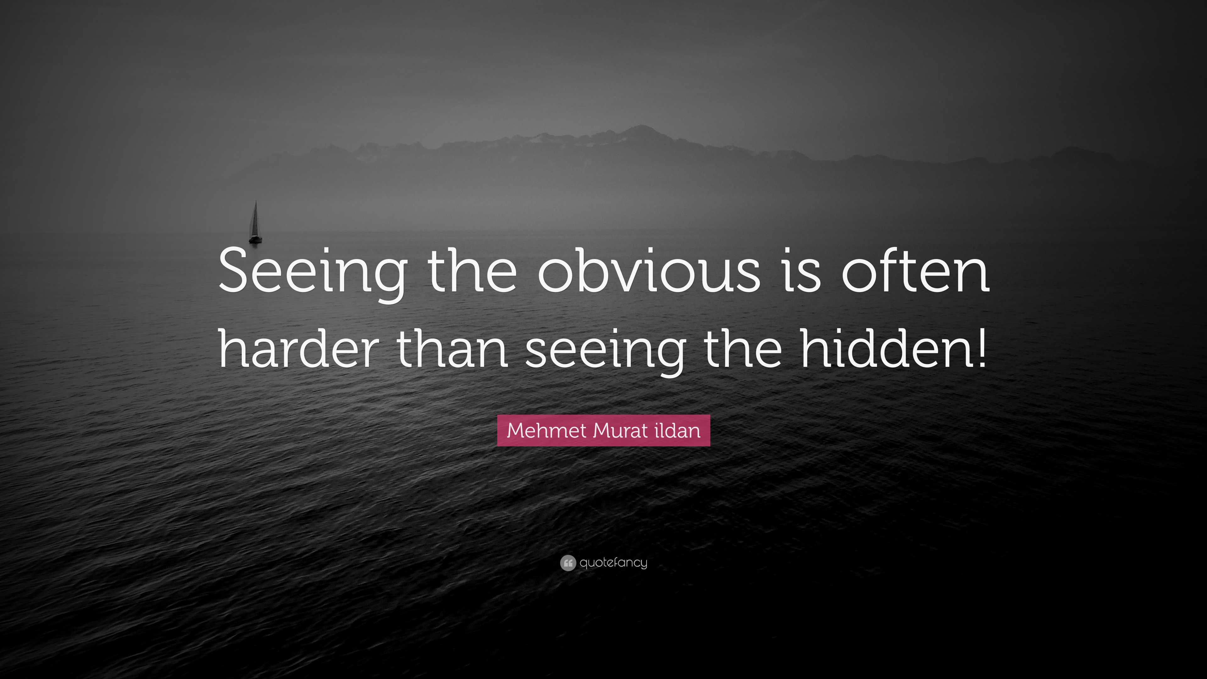 Mehmet Murat ildan Quote: “Seeing the obvious is often harder than ...