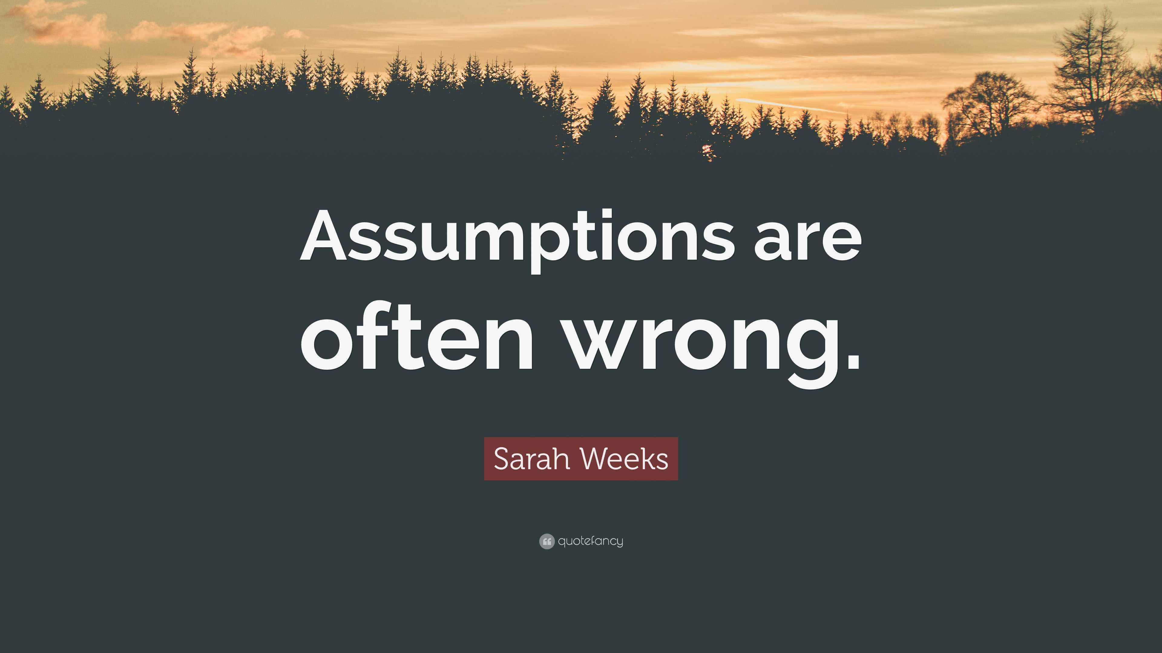 Sarah Weeks Quote: “Assumptions are often wrong.”