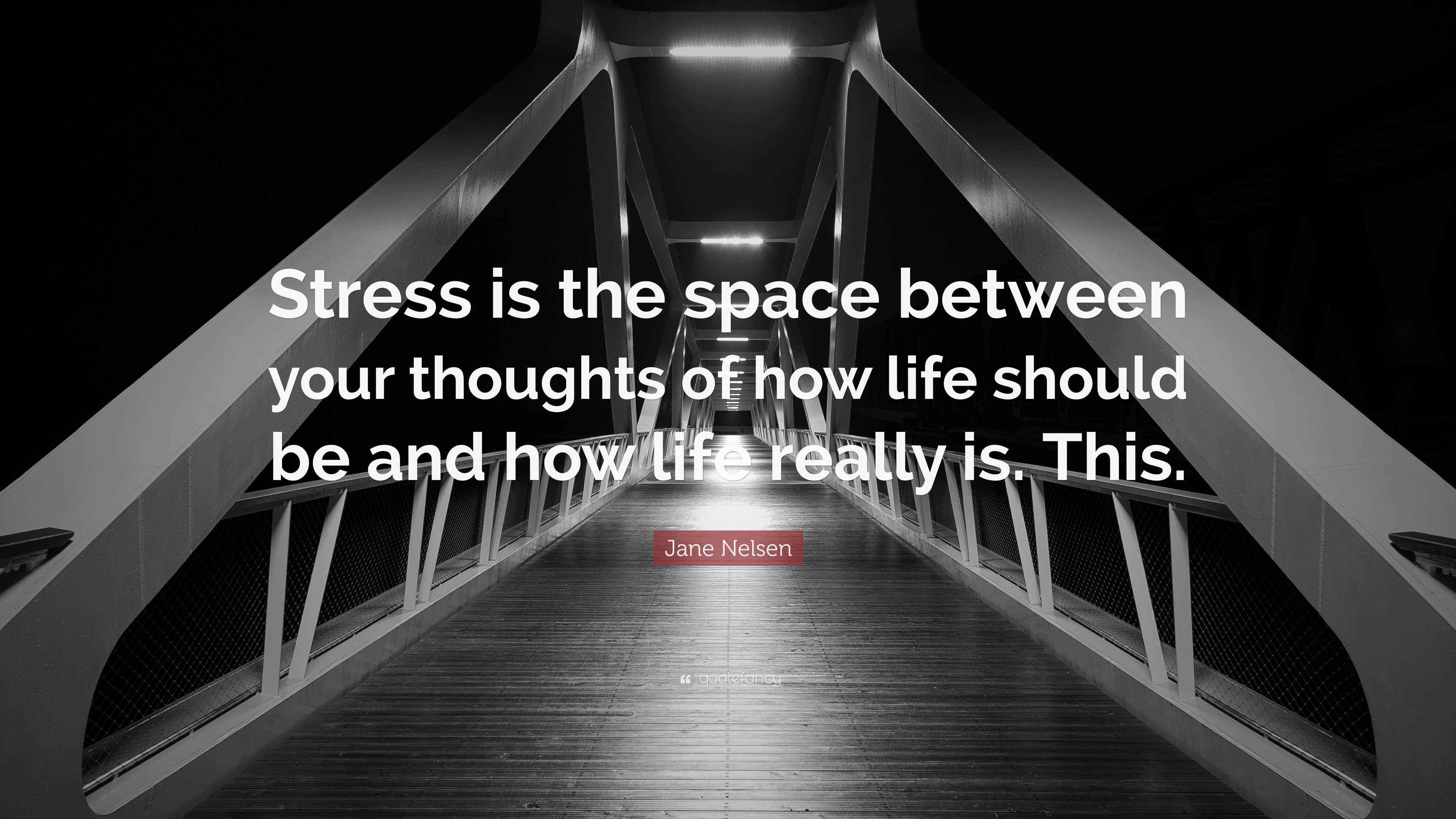 Jane Nelsen Quote: “Stress is the space between your thoughts of how ...