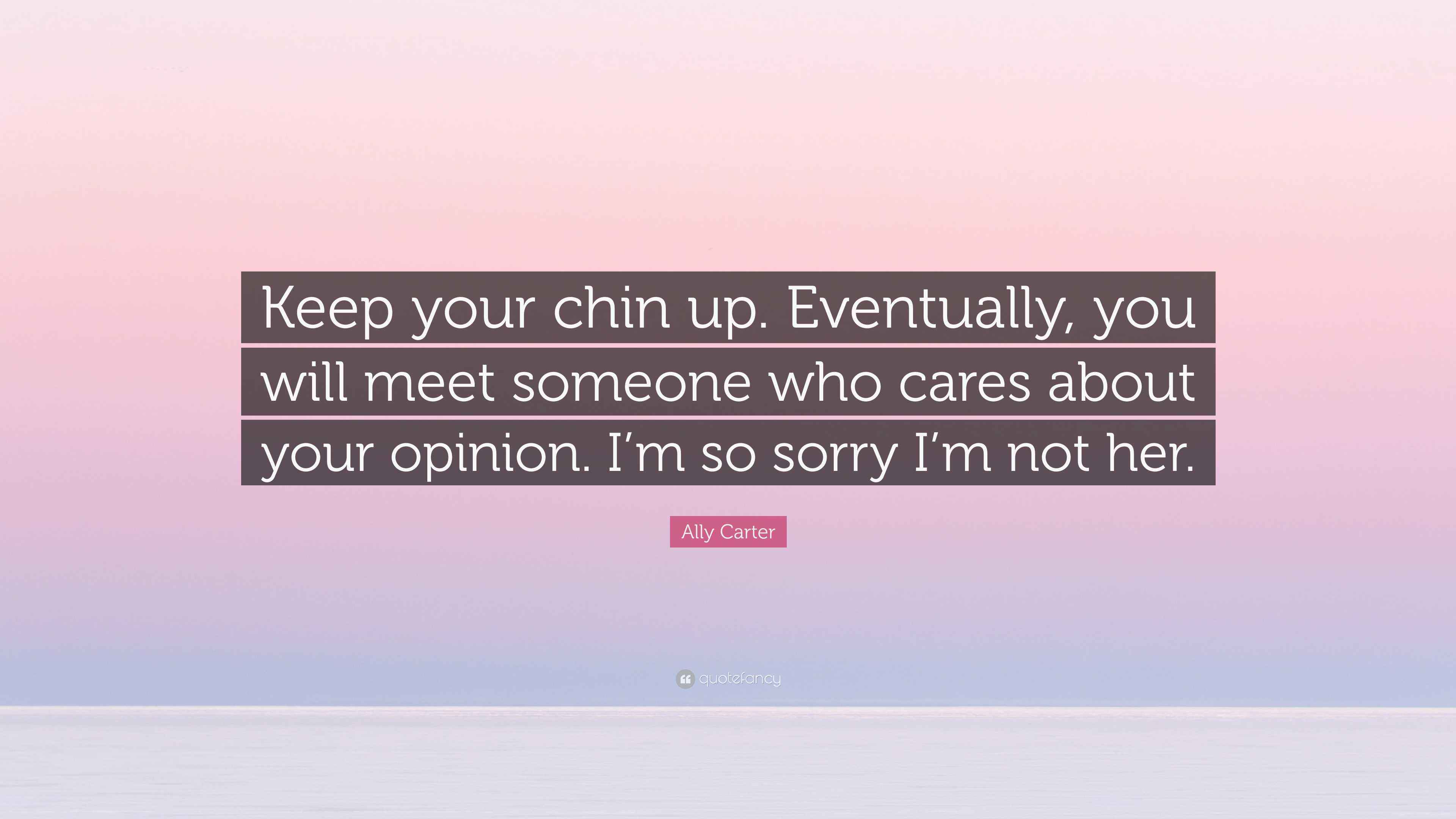 Ally Carter Quote: “Keep your chin up. Eventually, you will meet ...