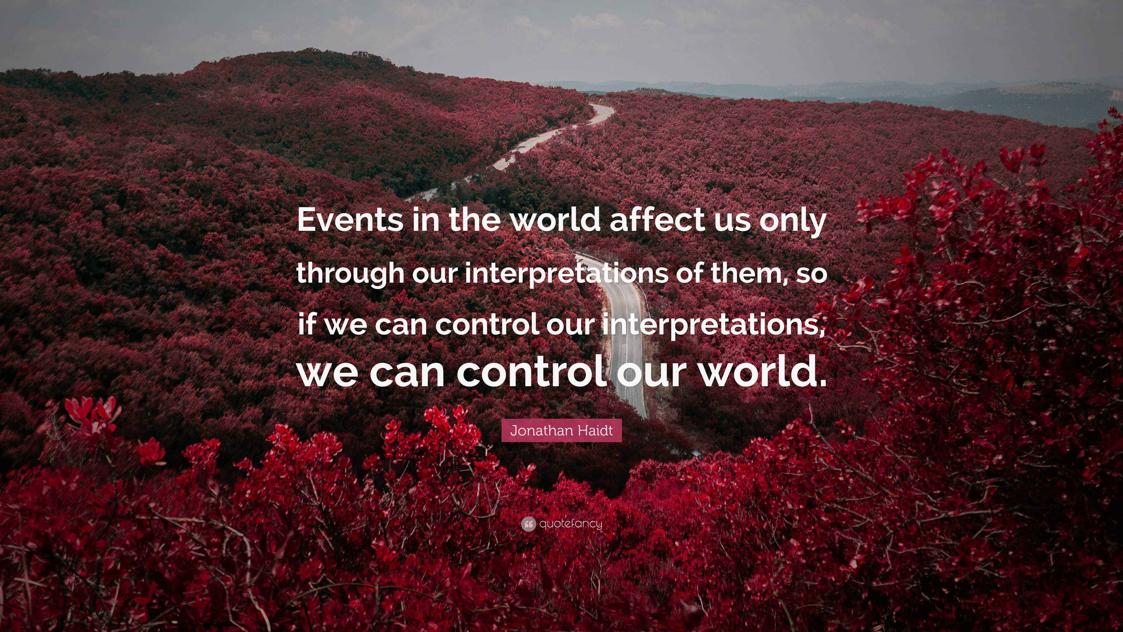 Jonathan Haidt Quote: “Events in the world affect us only through our ...