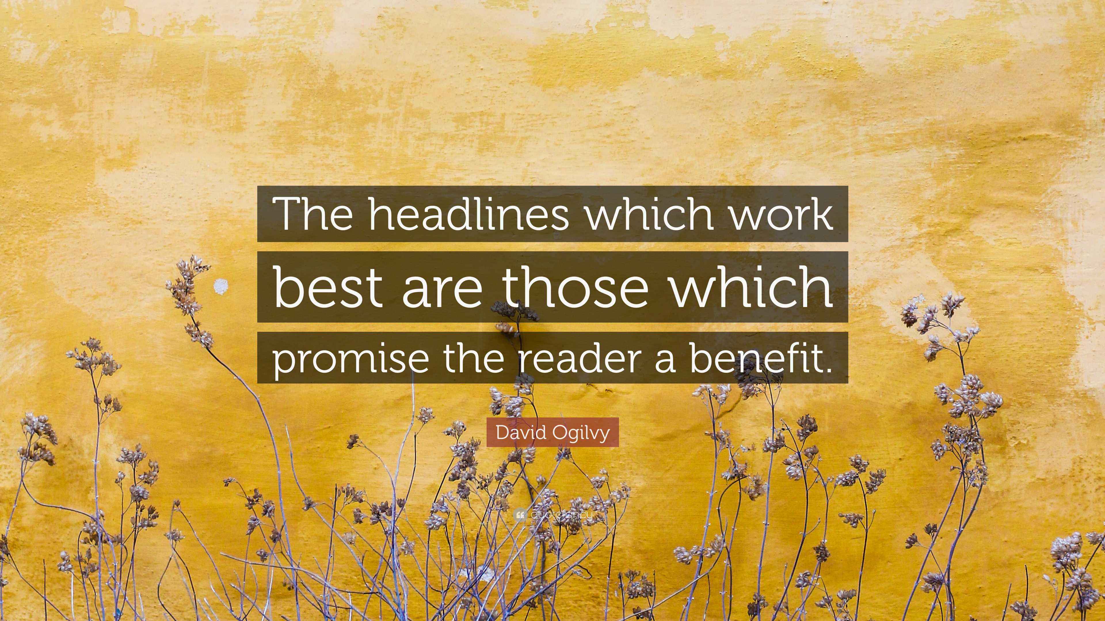 David Ogilvy Quote: “The headlines which work best are those which ...