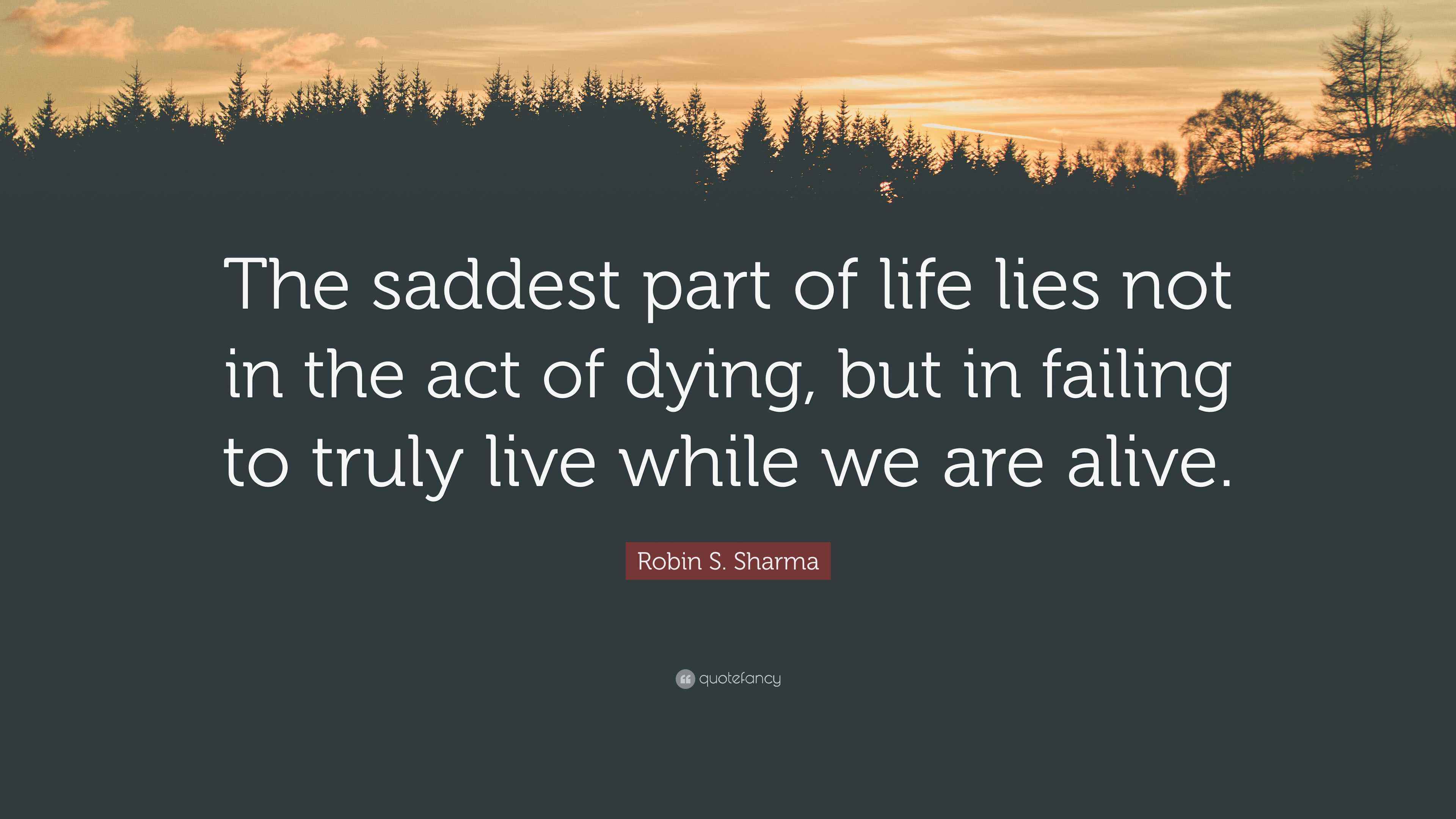 Robin S. Sharma Quote: “The saddest part of life lies not in the act of ...